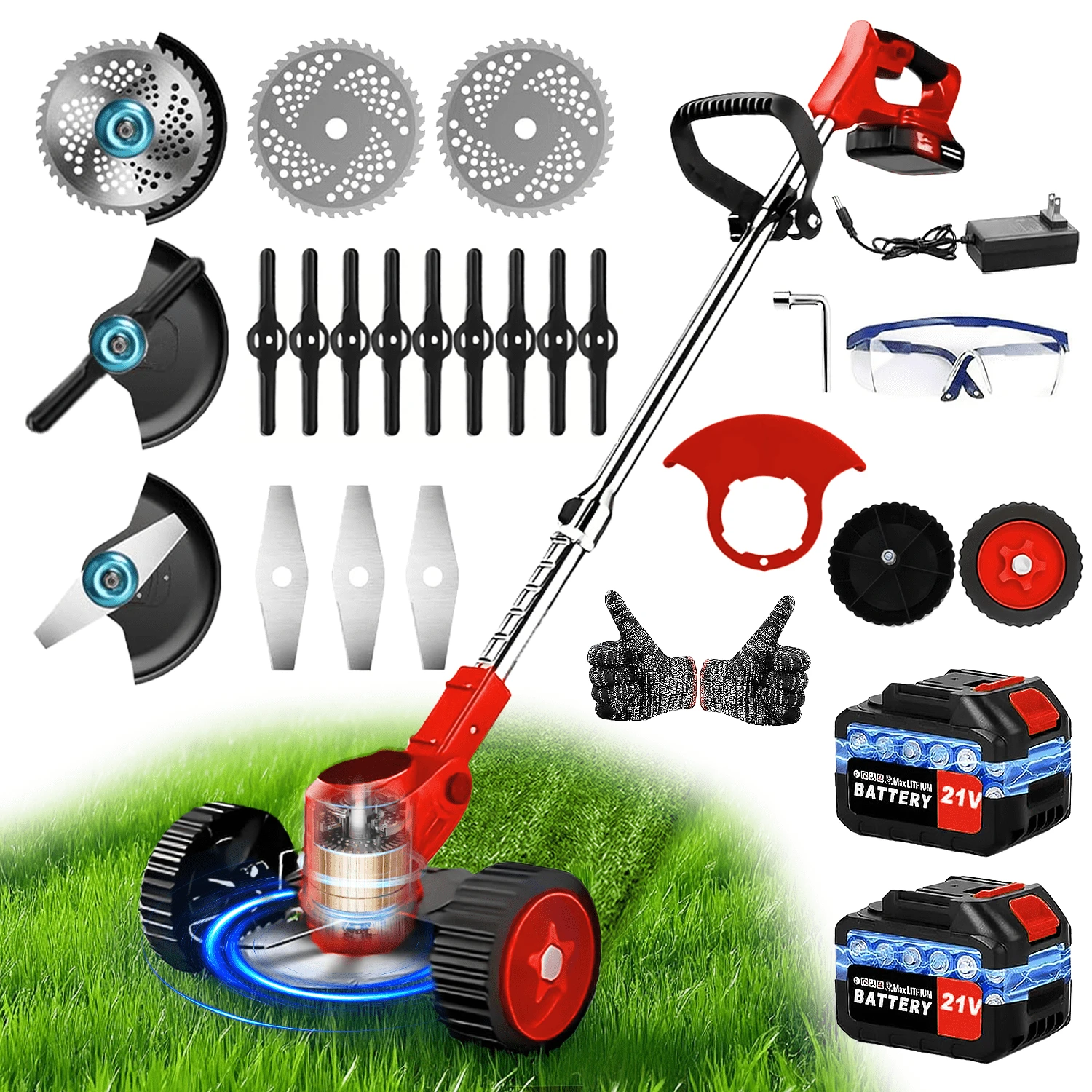 2025 Upgraded Cordless Electric Lawn Mower - 21V 2X4.0Ah Battery ...