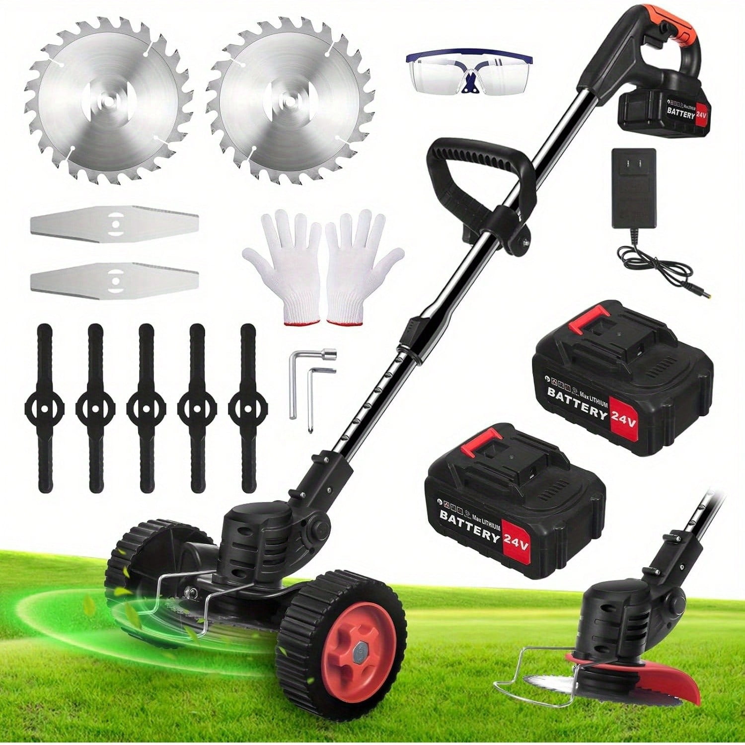 2025 Upgraded Cordless Electric Lawn Mower - 24V 2X4.0Ah Battery ...