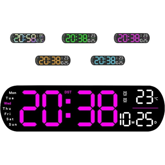 2025 Upgraded Digital Wall Clock Large Display, 13.7" LED Large Screen ...