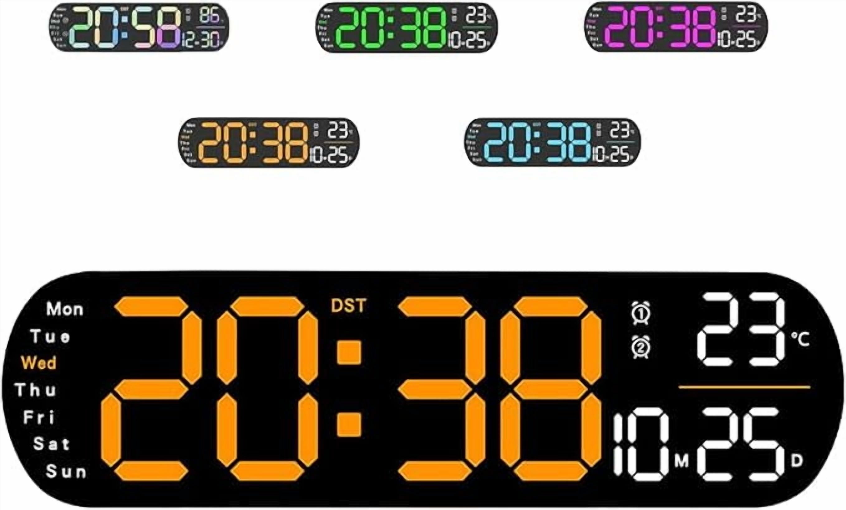 2025 Upgraded Digital Wall Clock Large Display, LED Large Screen Wall ...