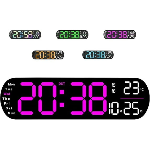 2025 Upgraded Digital Wall Clock Large Display, LED Large Screen Wall ...