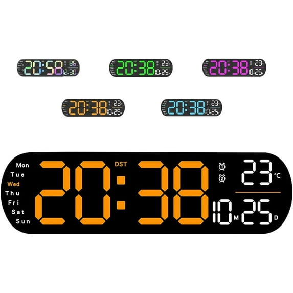 2025 Upgraded Digital Wall Clock Large Display, LED Large Screen Wall ...