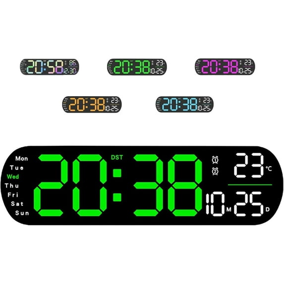 2025 Upgraded Digital Wall Clock Large Display, LED Large Screen Wall ...