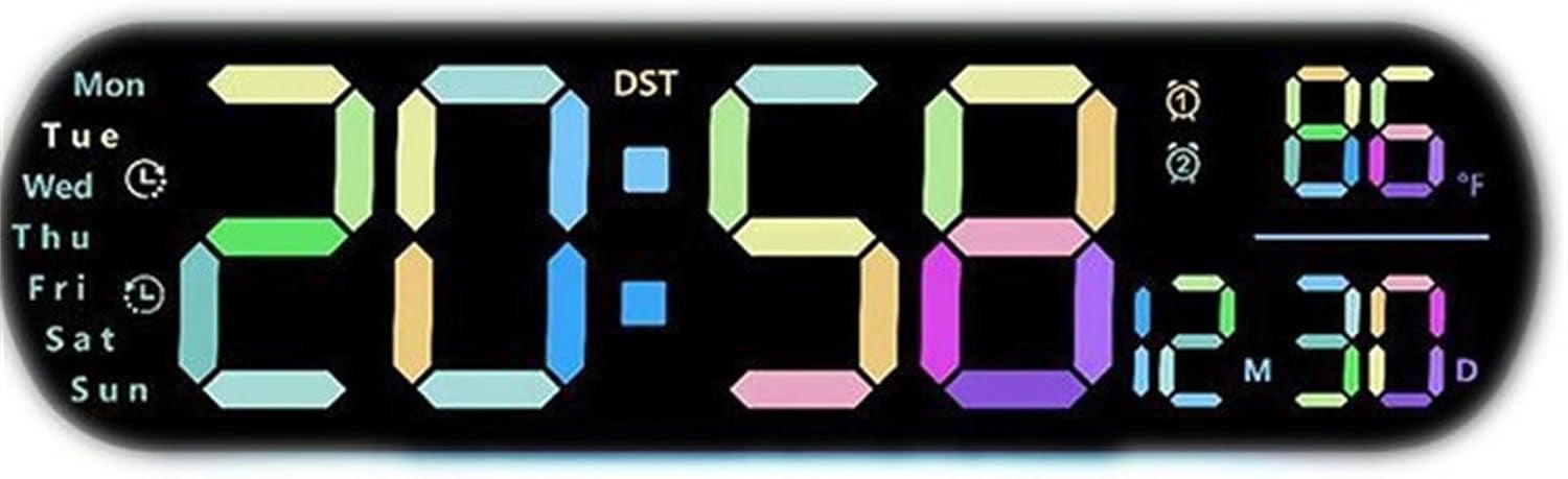 2025 Upgraded Digital Wall Clock Large Display, Large Colorful Digital ...