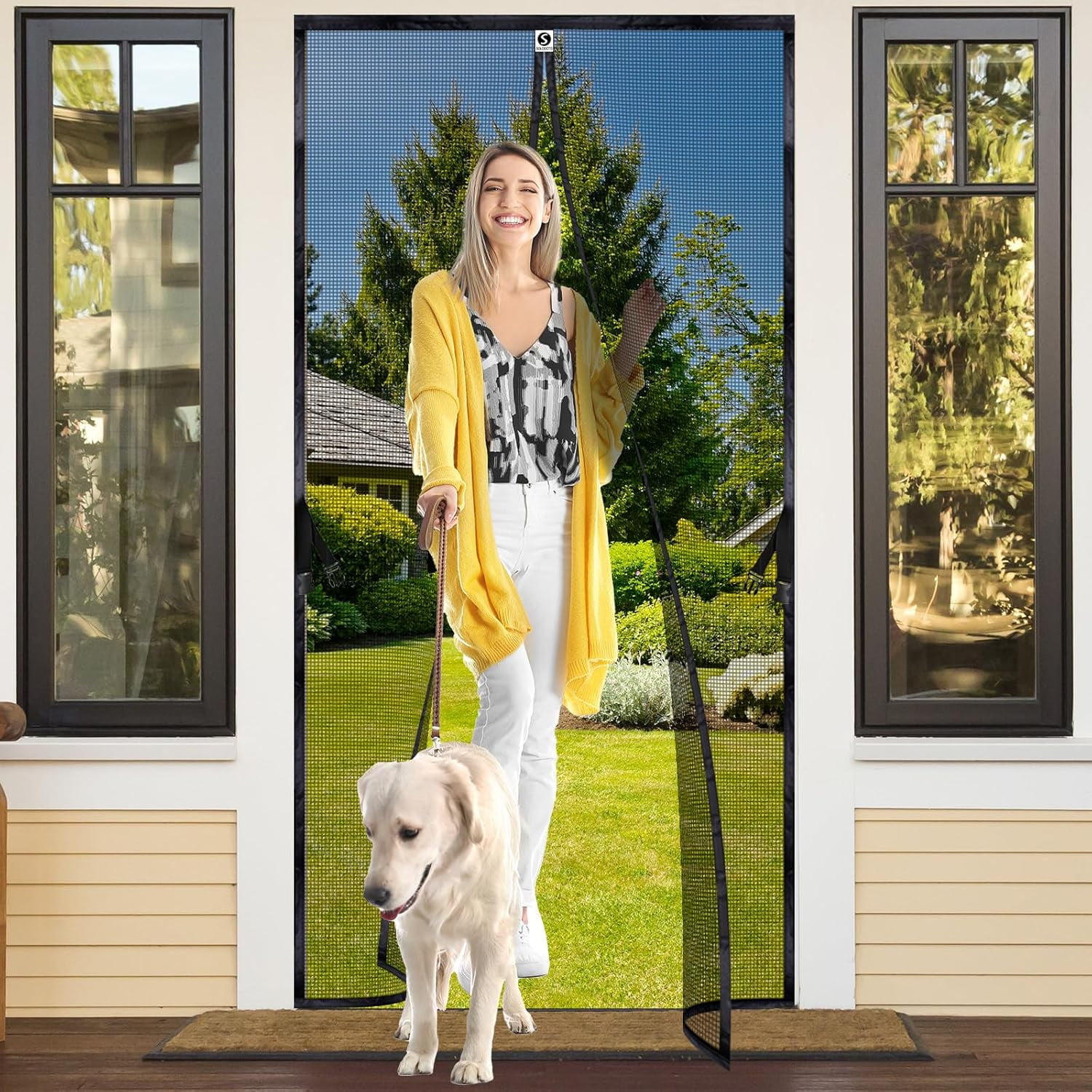 [2025 Upgraded Eco-Friendly Polyester] Magnetic Screen Door [Fit Door ...