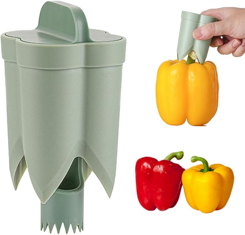 2025 Upgraded Pepper Seed Corer Remover, 2-In-1 Bell Pepper Cutter ...