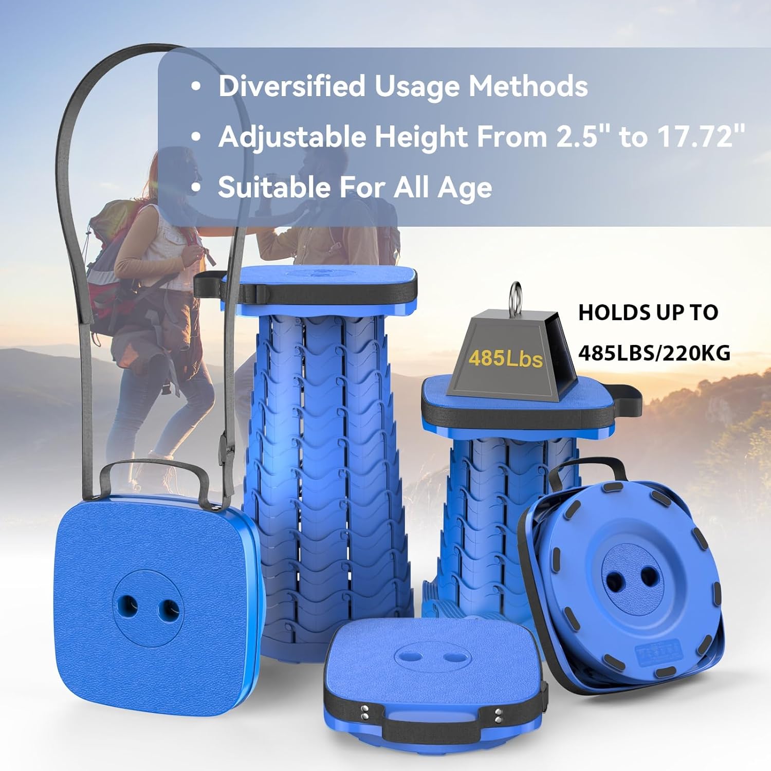 2025 Upgraded Portable Folding Stool, Collapsible Stool, Telescoping ...