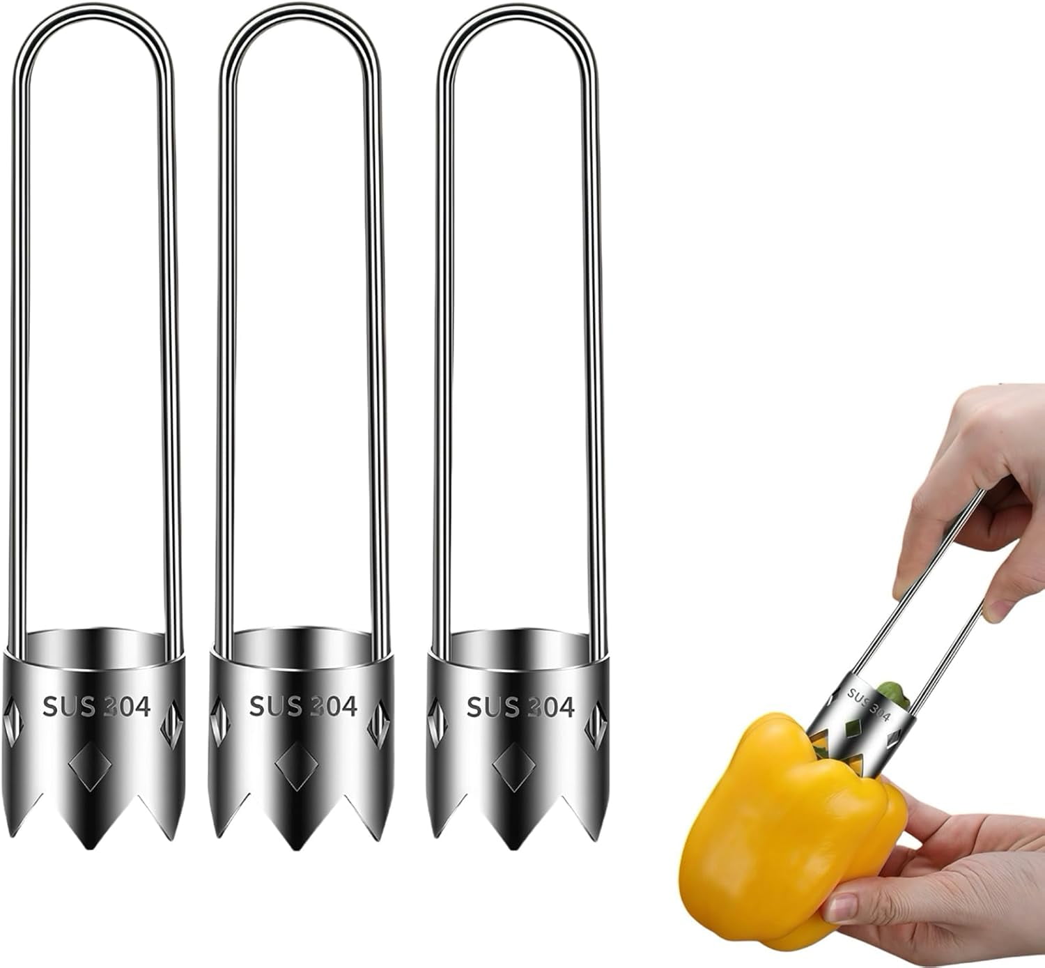 2025 Upgraded Reusable Washable Stainless Steel Fruite Cutter Pepper ...