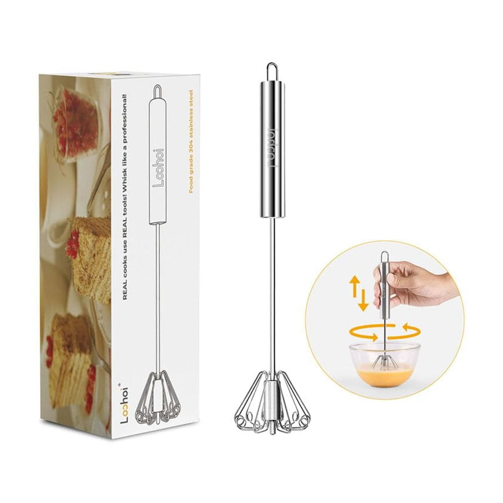 2025 Upgraded Semi-Automatic Stainless Steel Whisk, Kitchen Hand Push ...