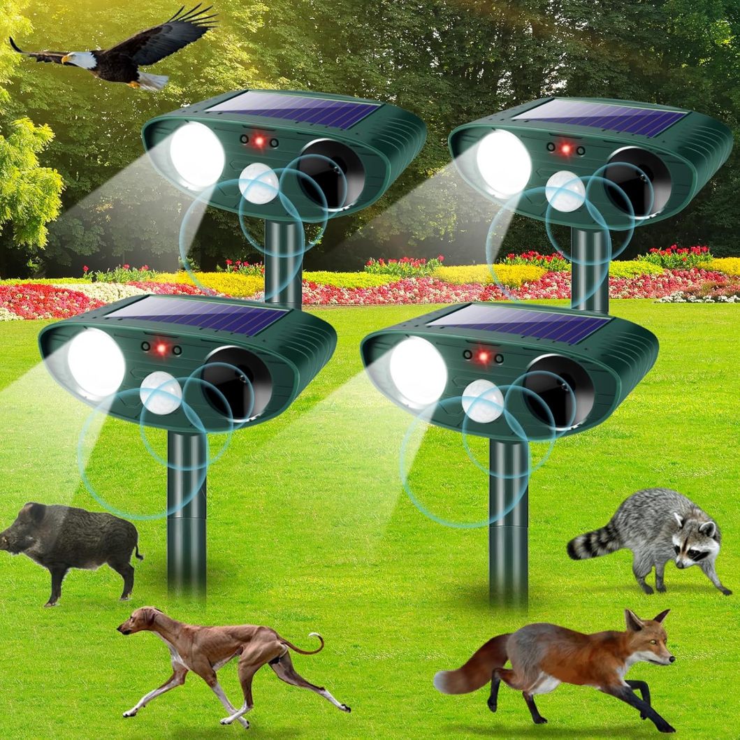 2025 Upgraded Solar Animal Repellent Ultrasonic Animal Repeller Outdoor ...
