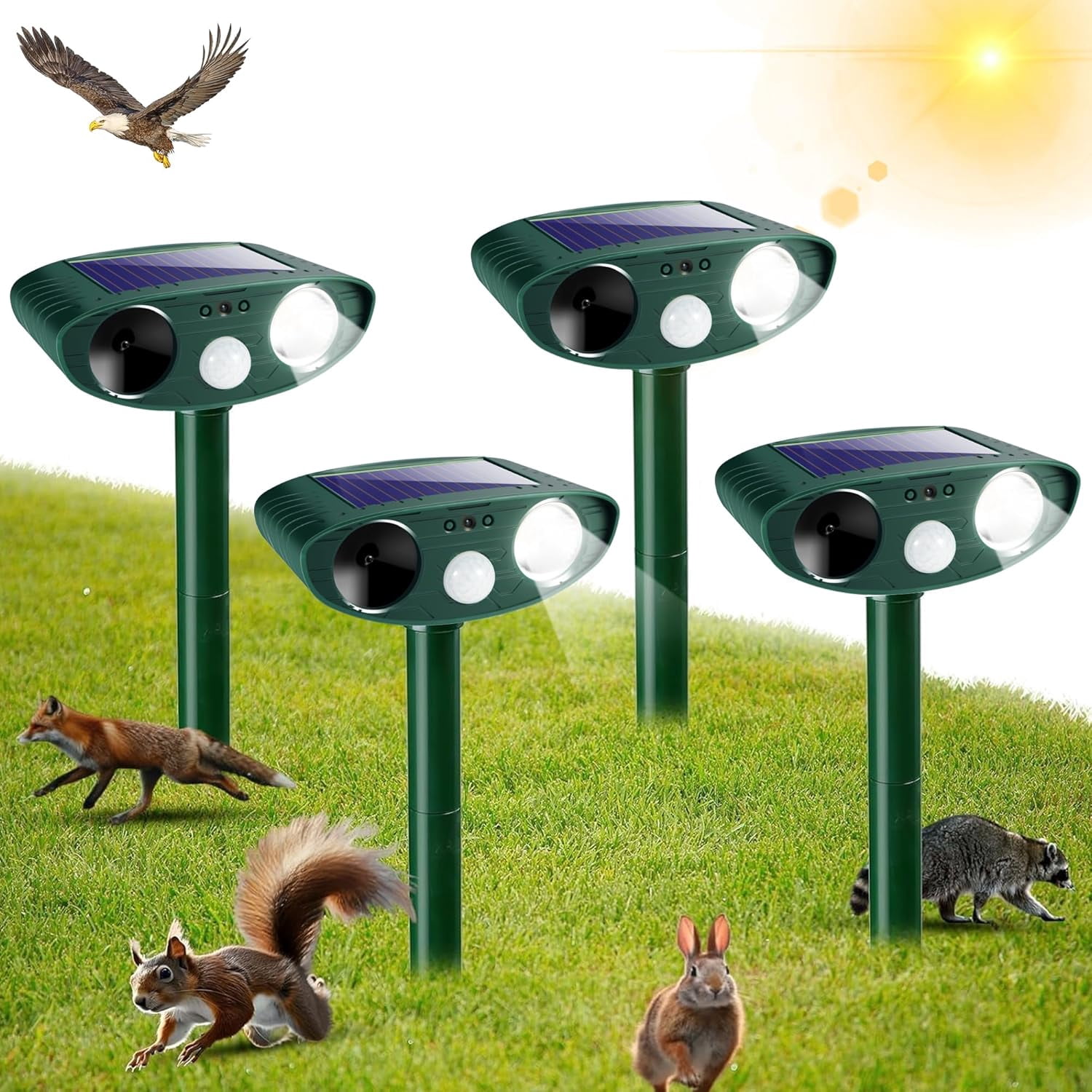 2025 Upgraded Solar Animal Repellent Ultrasonic Animal Repeller Outdoor ...