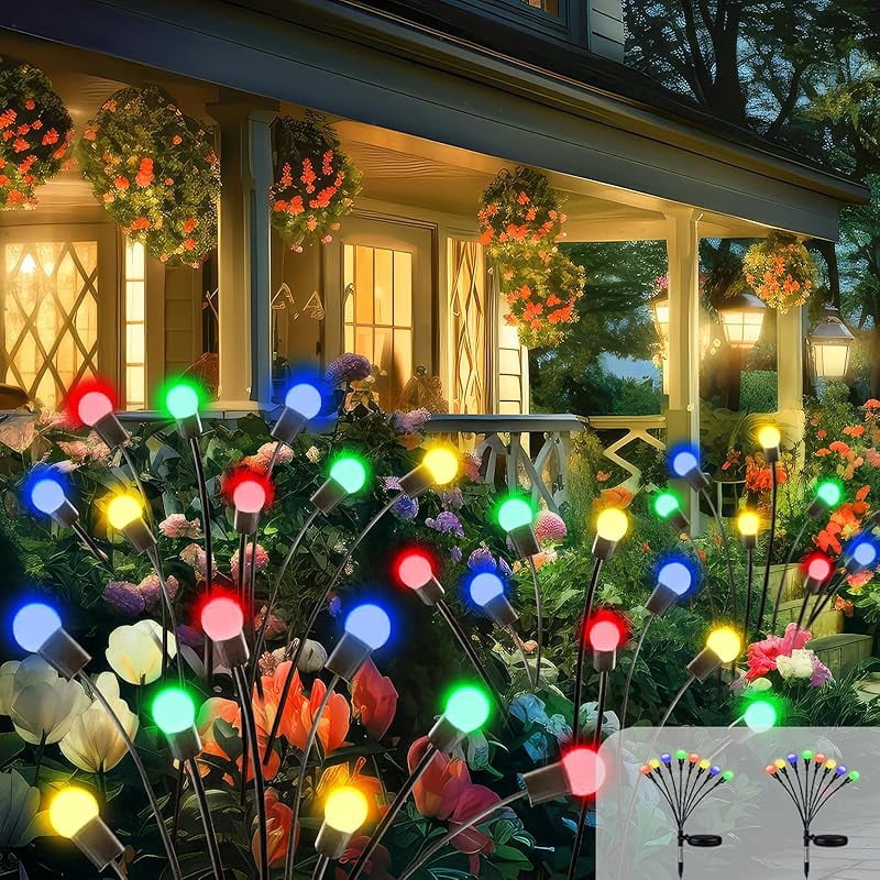 2025 Upgraded Solar Lights Outdoor, 8 Pack 64LED Solar Garden Lights ...