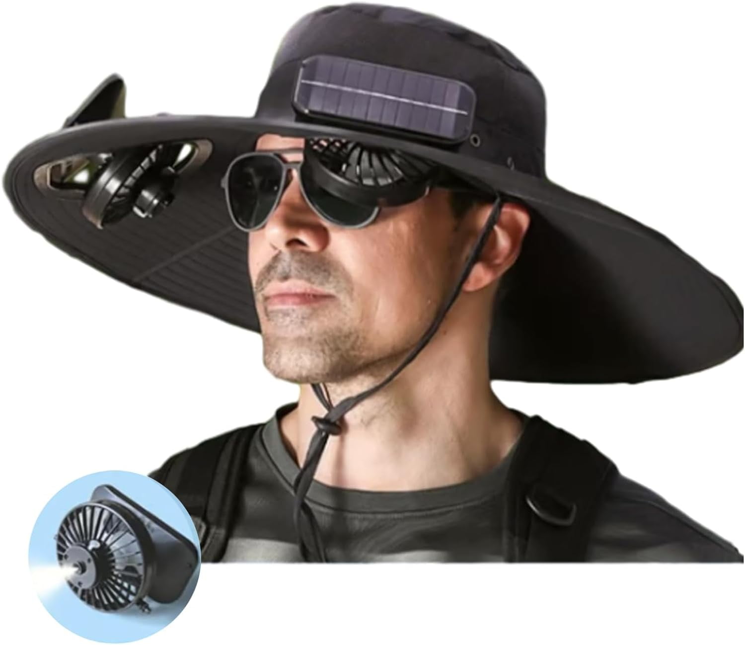2025 Upgraded Solar Mist Fan Wide Brim Hat, Hat with Fans Solar Power ...