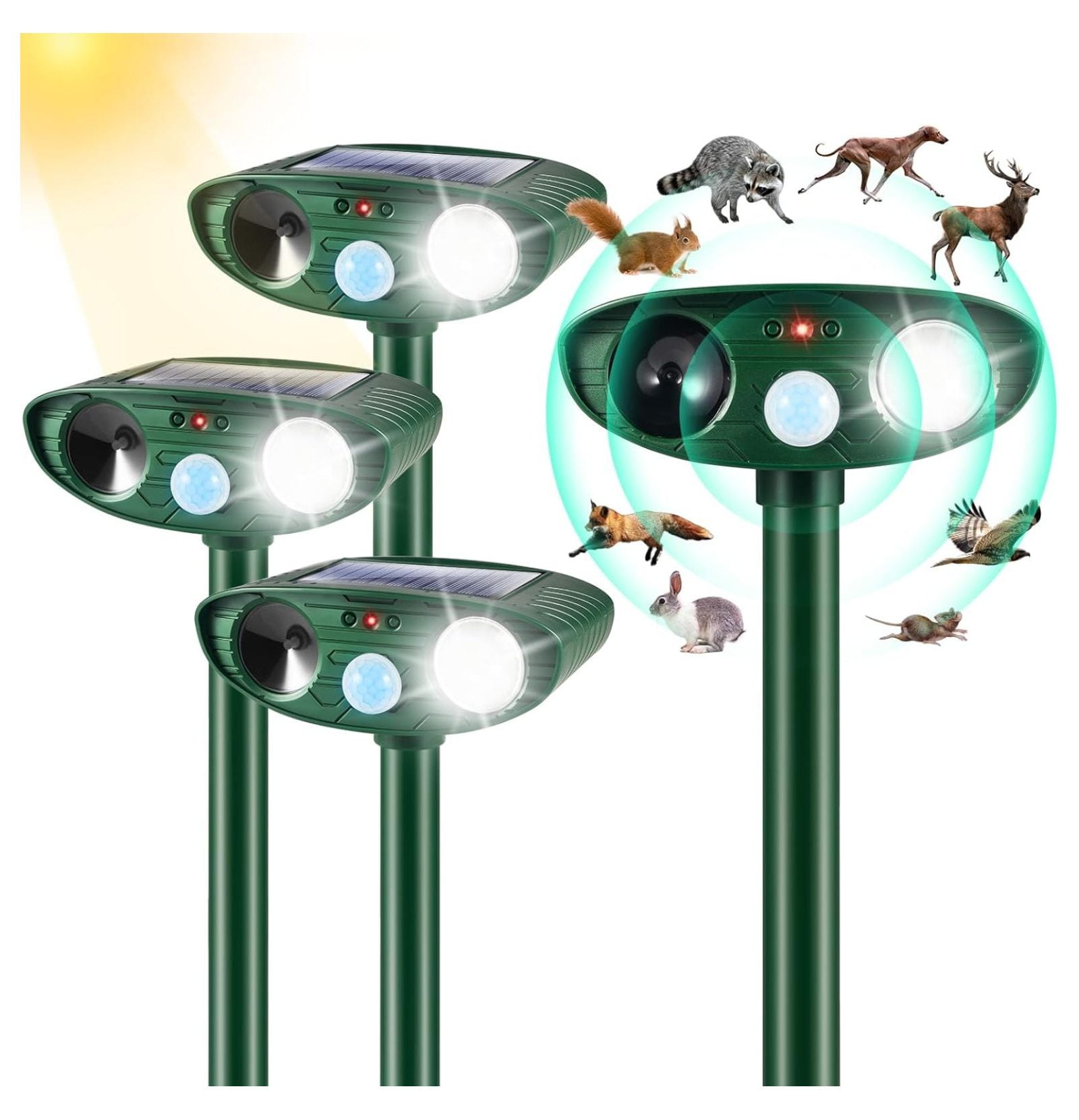 2025 Upgraded Solar Ultrasonic Animal Repeller Outdoor Cat Deer Devices ...