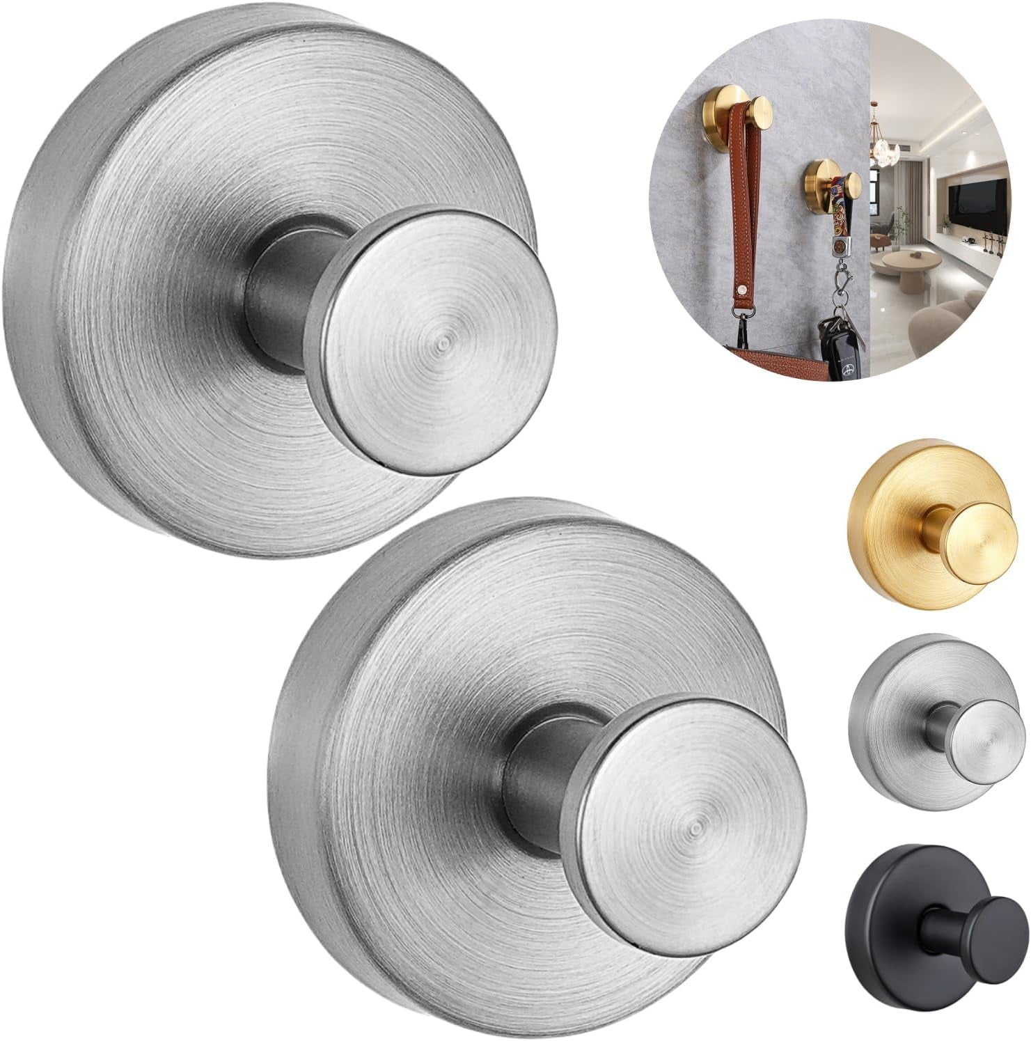 2025 Upgraded Suction Cup Hooks,No Drill Towel Hooks Stainless Steel ...