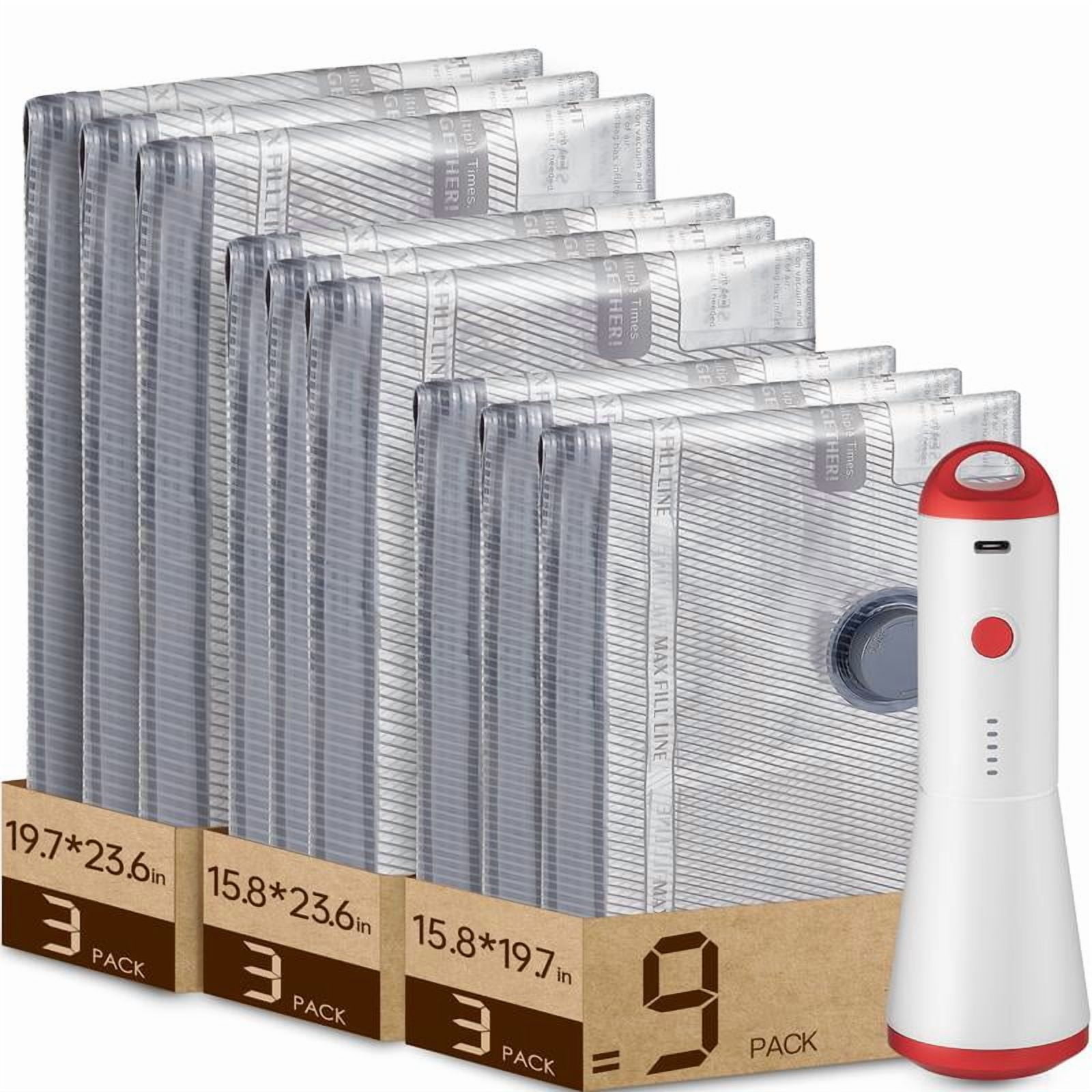 Cordless Travel Vacuum Bag Set – 9/15-Pack Compression Bags for Carry ...