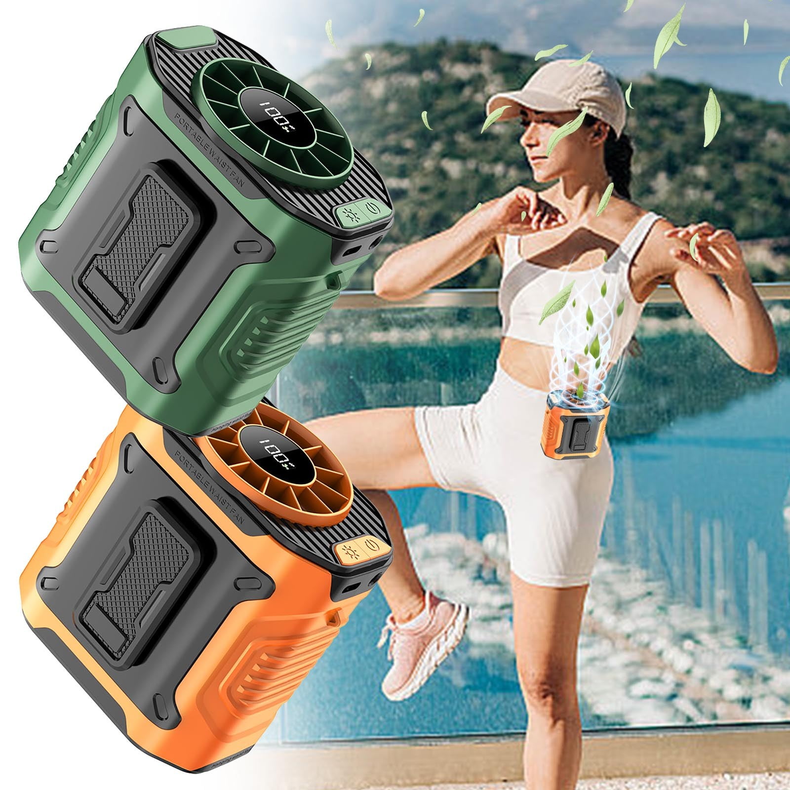 2025 Upgraded Waist Clip Fan - 100-Speed Portable Hanging Fan With ...