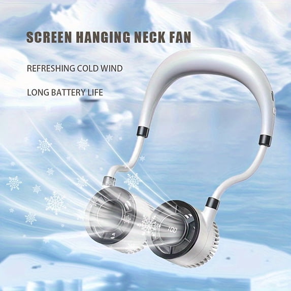2025 Upgraded Wearable Neck Fan, 360° Adjustable, LED Display, 4 Quiet ...