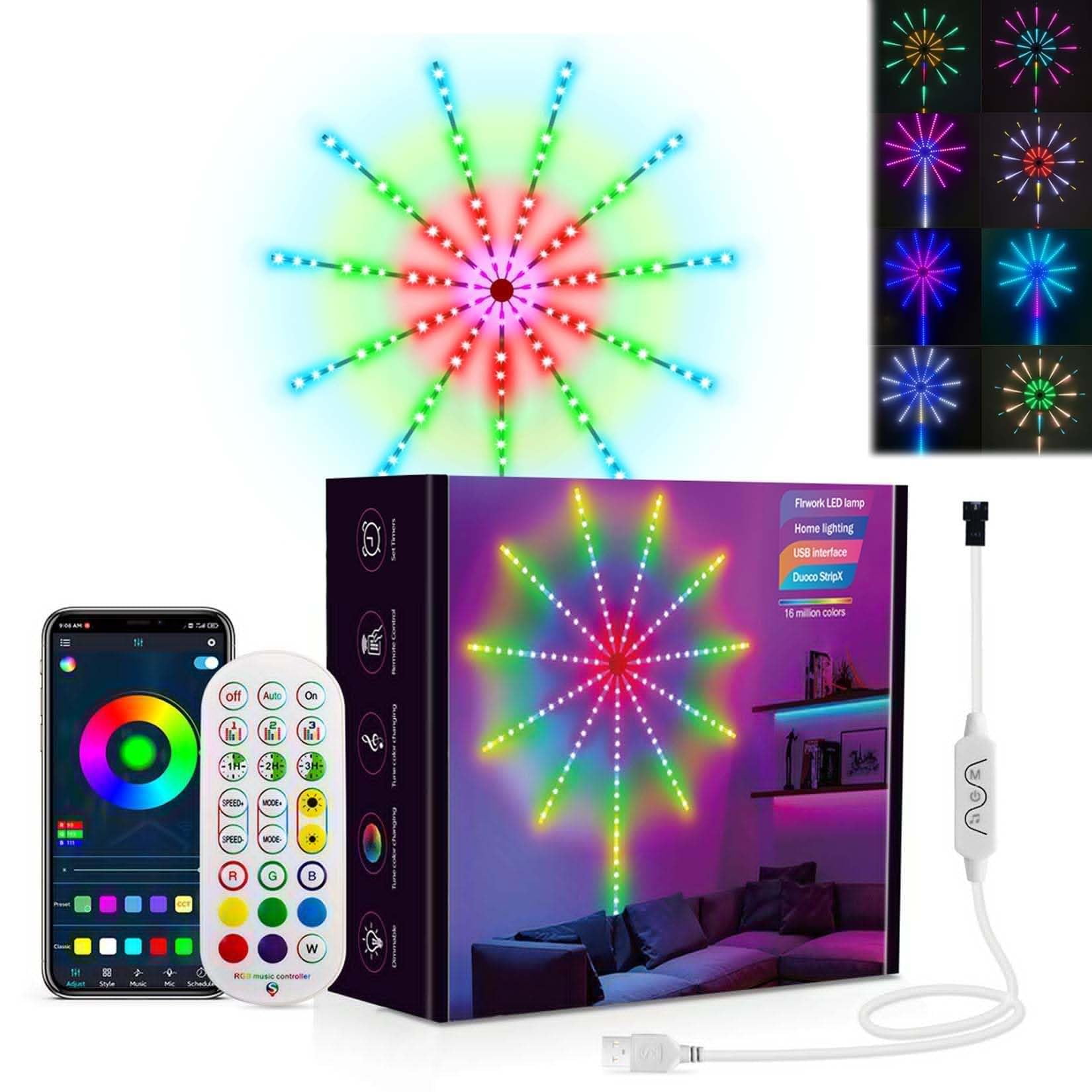 2025 Upgraded WiFi Bluetooth Smart Fireworks LED Light, LED Sparkler ...