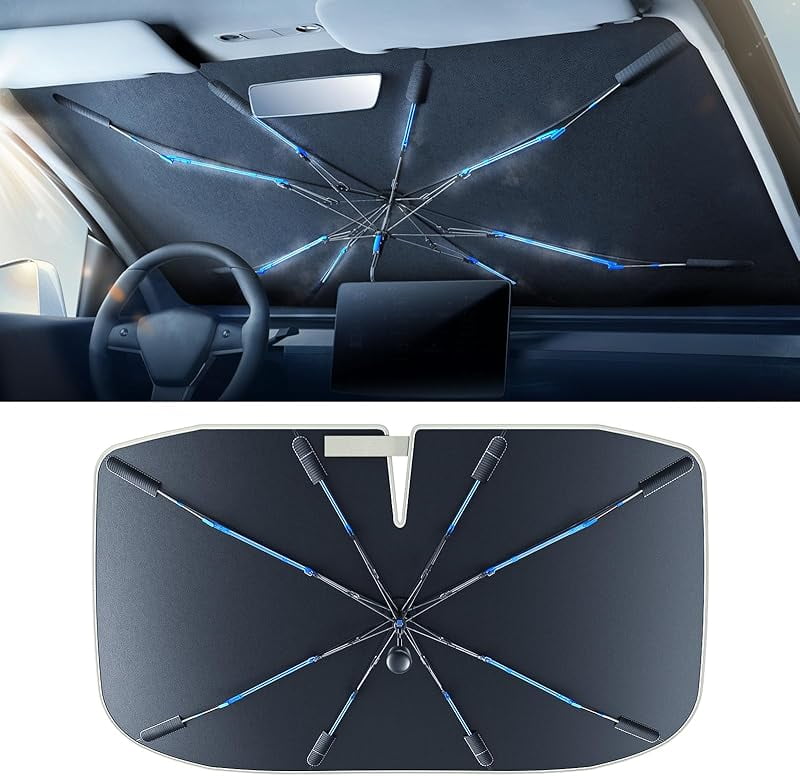 [2025 Upgraded] Windshield Sun Shade Umbrella [Ice Rib High Speed ...
