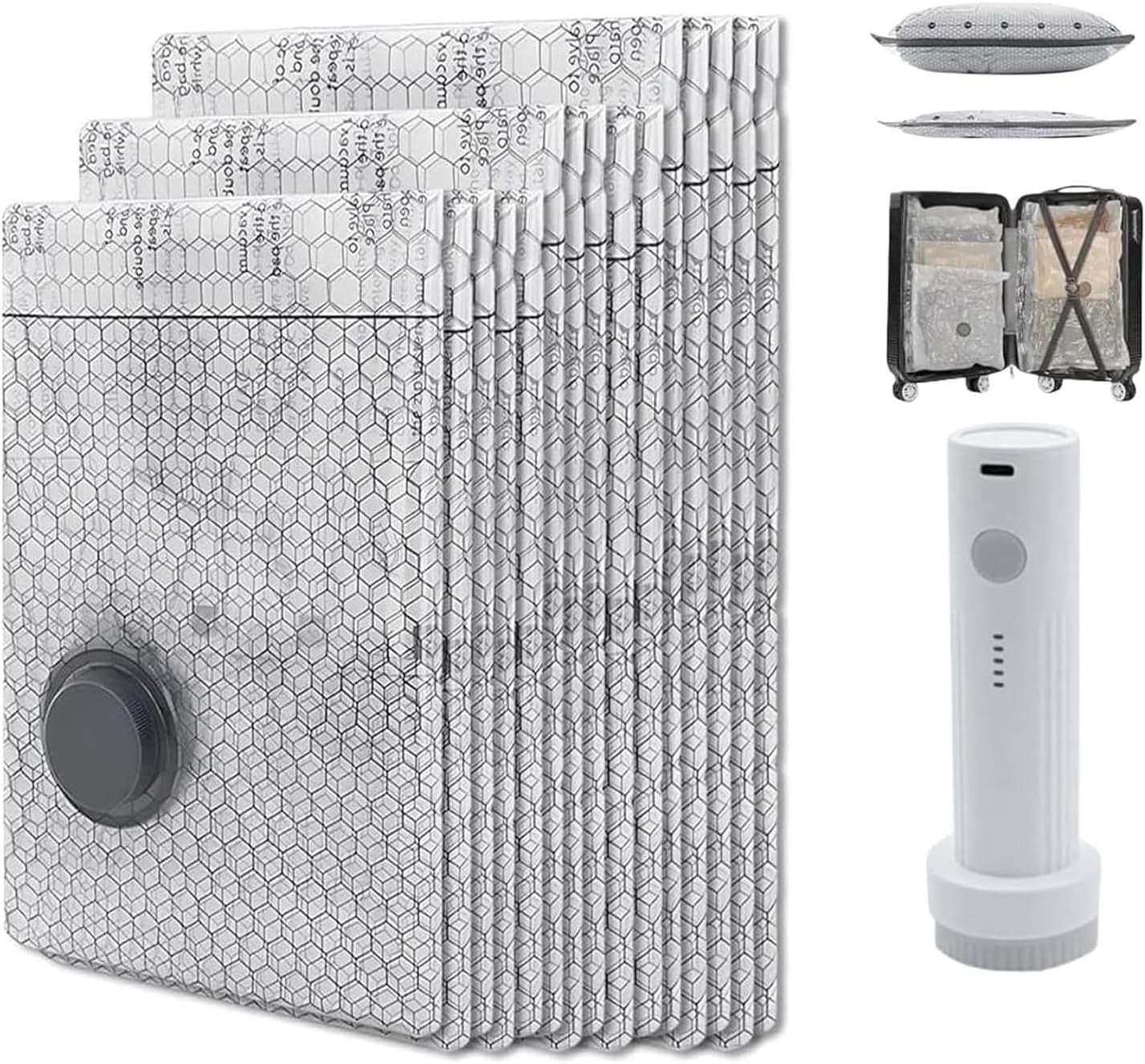 2025 Upgraded X7 Cordless Travel Vacuum Bag Set with Rechargeable air ...