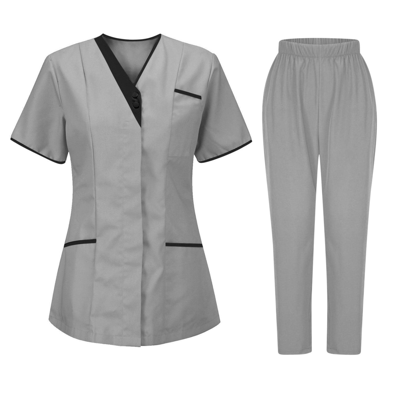 2025 V Neck Housekeeping Uniforms for Women Stretchy Scrub Tops Short ...