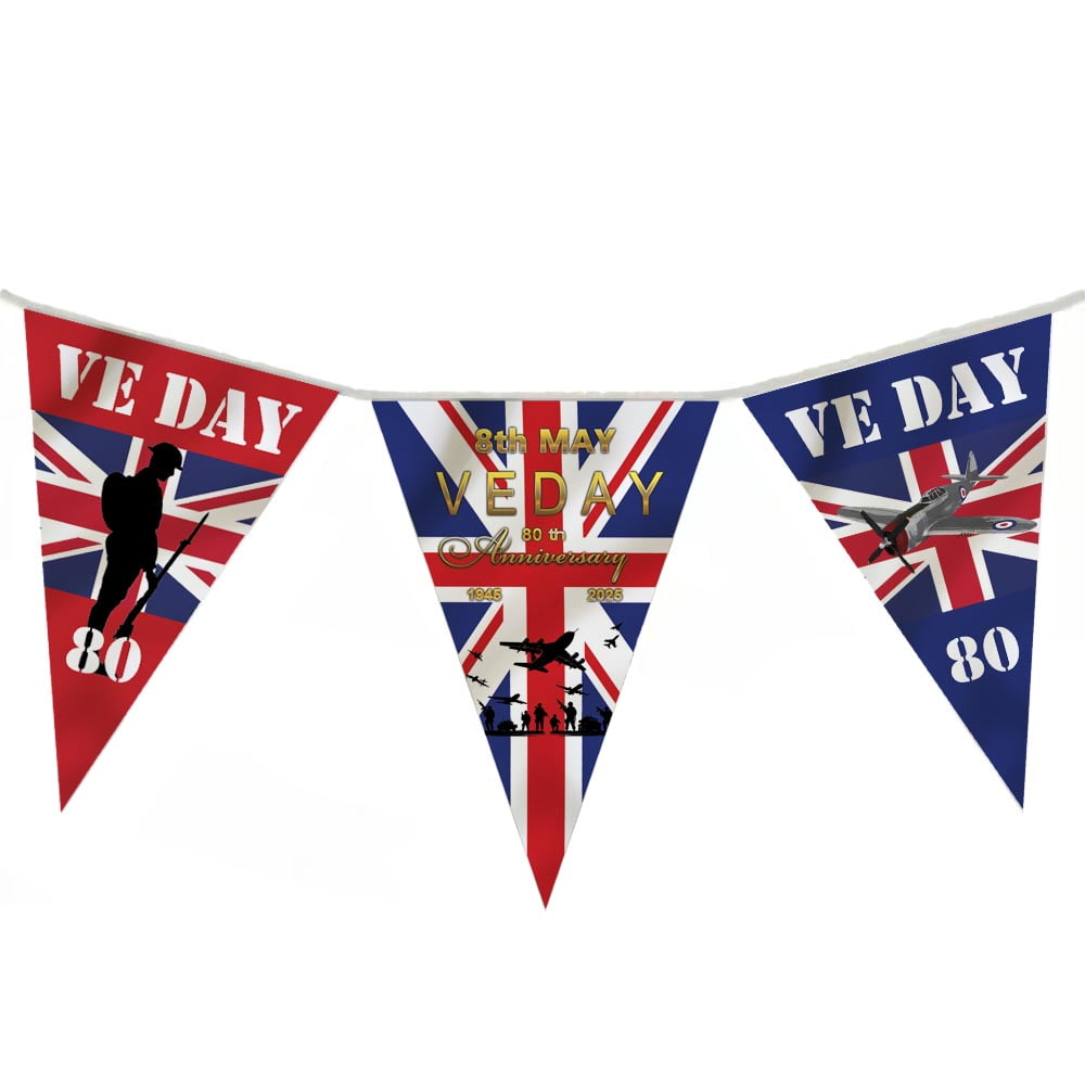 2025 VE Day 80th Anniversary Banner Bunting Flag Decorations ...