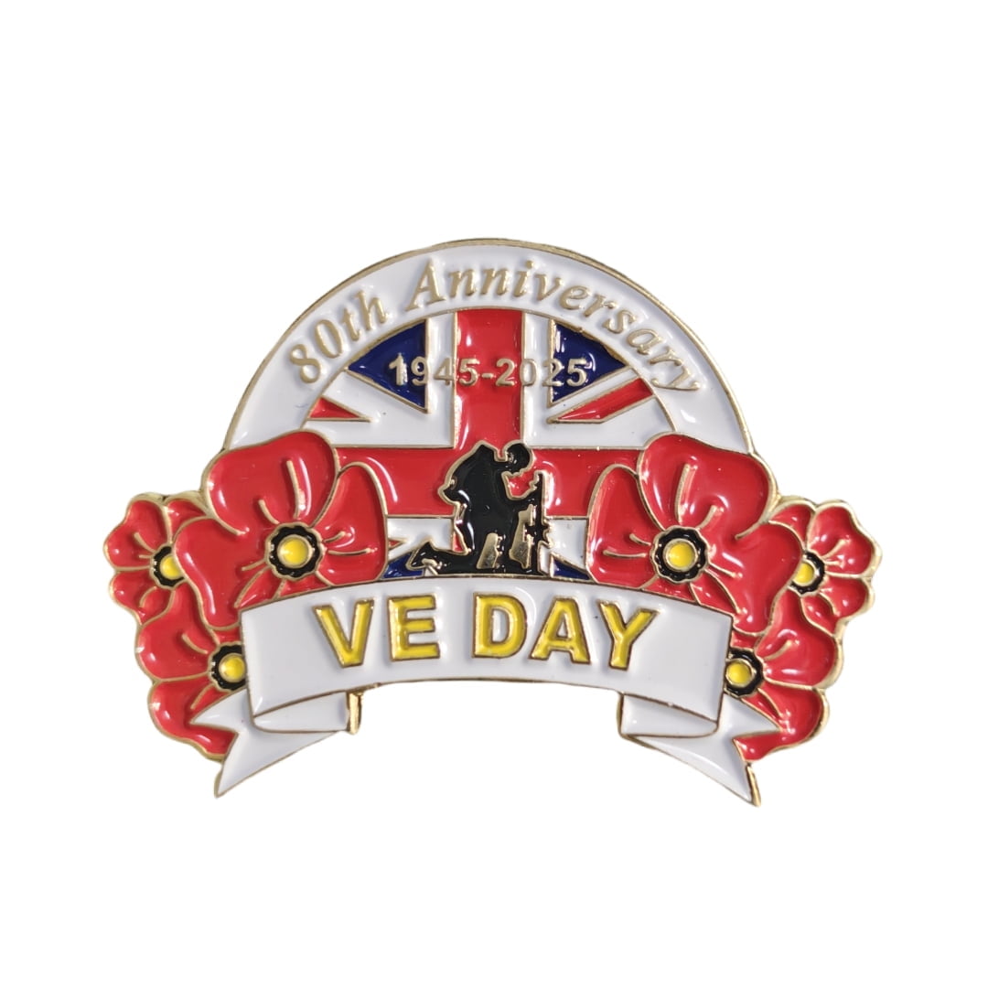 2025 VE Day 80th Anniversary Lest We Forget Red Flower Pin Badge Brooch ...