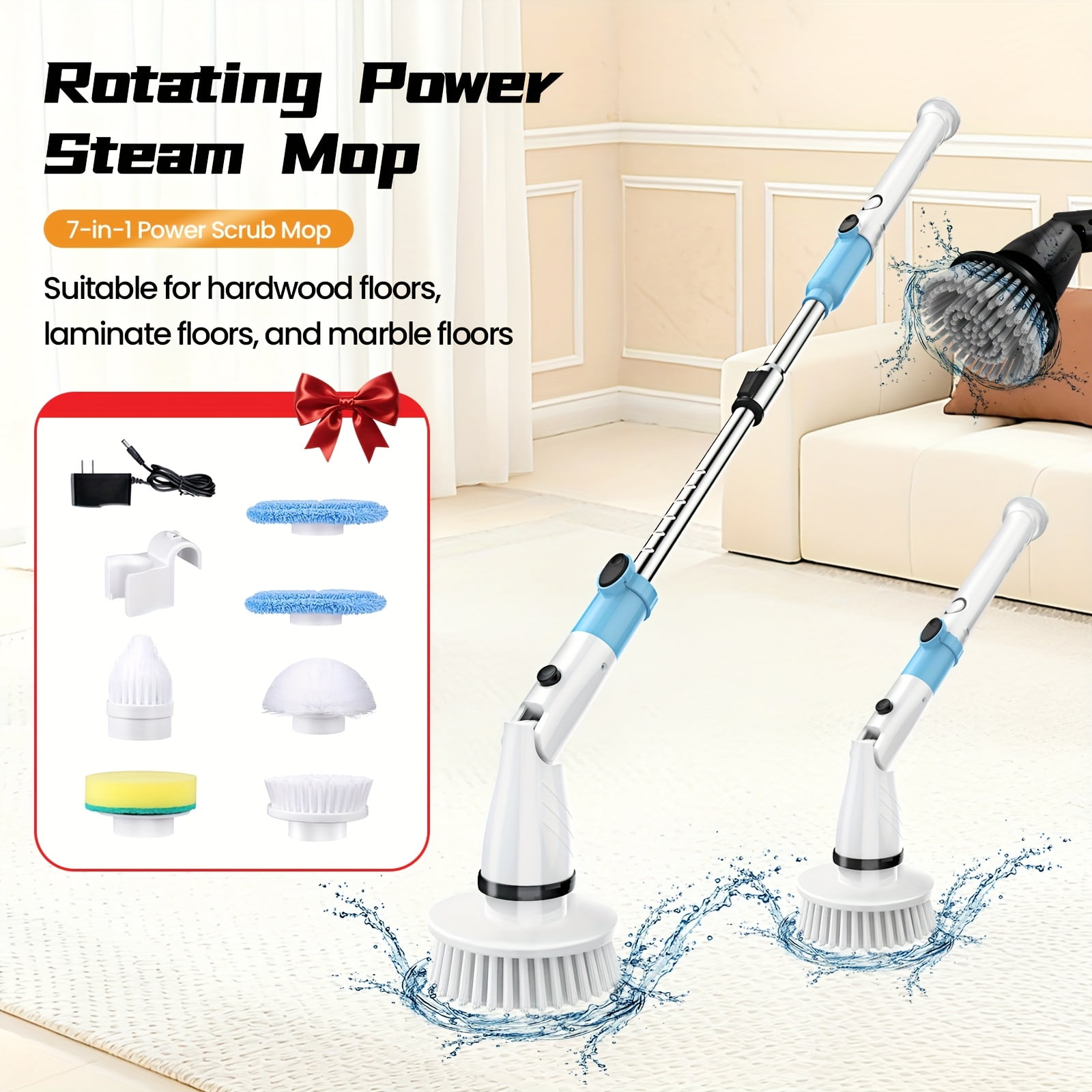 2025 VM6 Steam Mop: 10-in-1 Heavy-Duty with Rotating Spin Pads, Steam ...