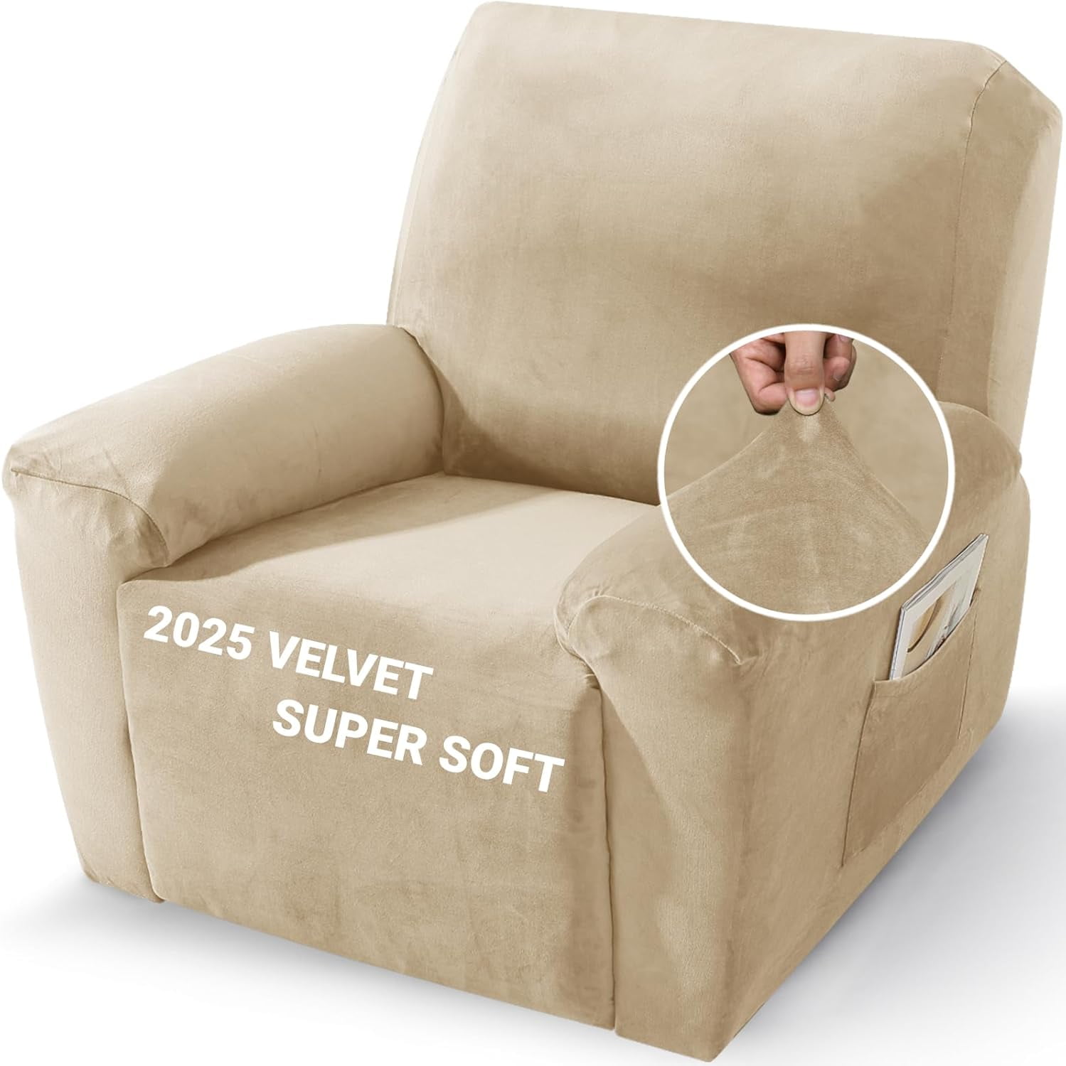 2025 Velvet Oversized Recliner Cover 3-Piece, Luxury Plush Recliner ...