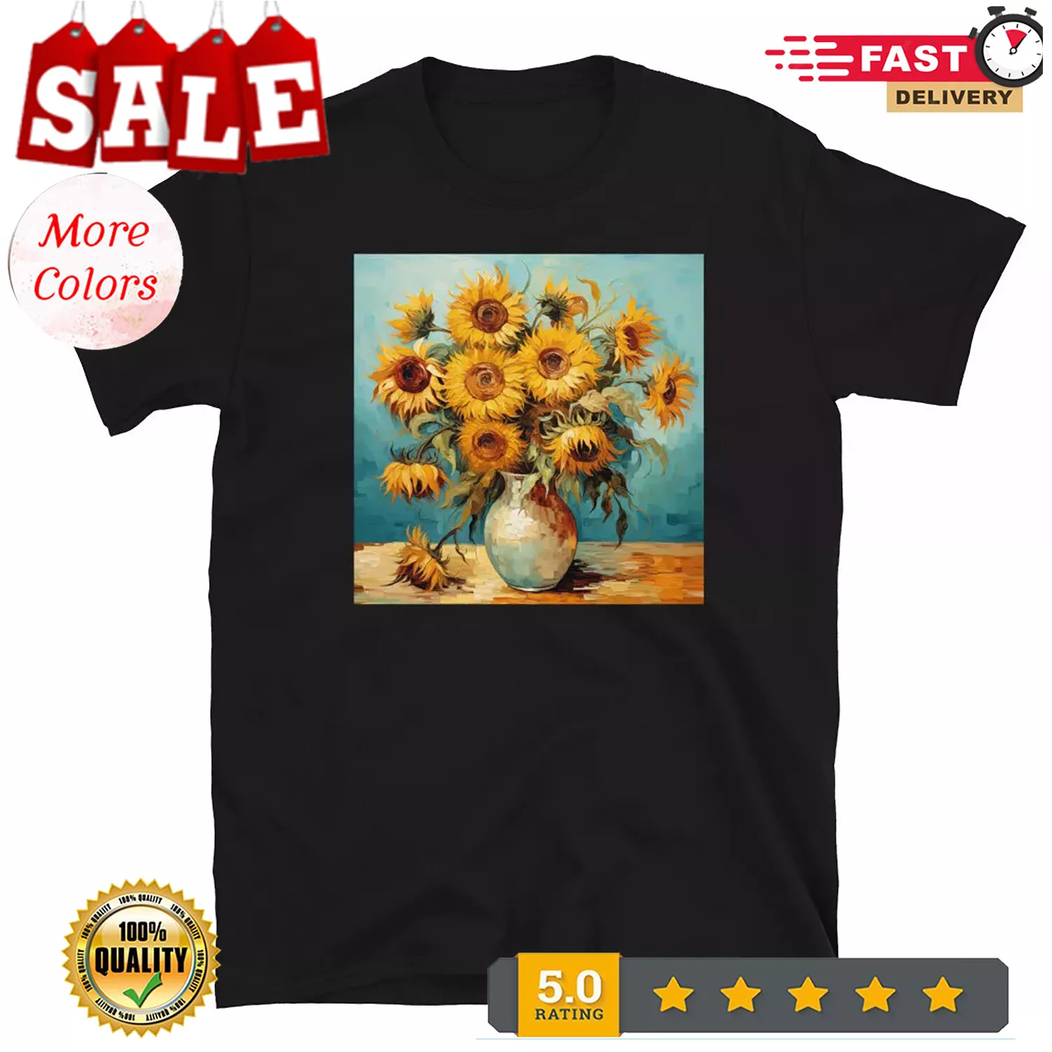 2025/Vincent van Gogh Sunflowers T-Shirt - Masterpiece Art Tee ...
