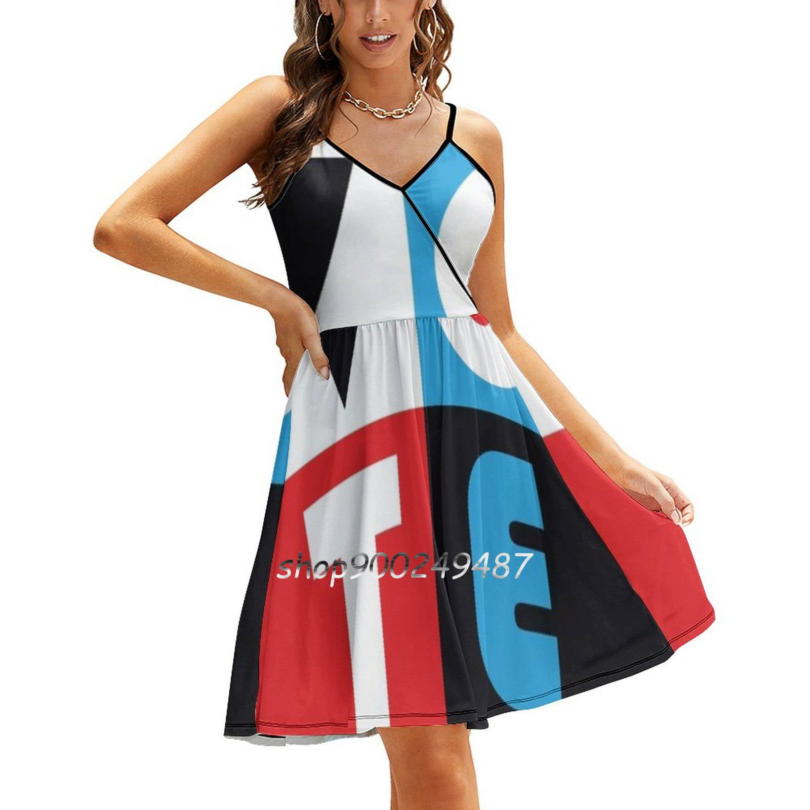 2025 Vote Square Square Neck Dress Cute Loose Print Dresses Elegant ...