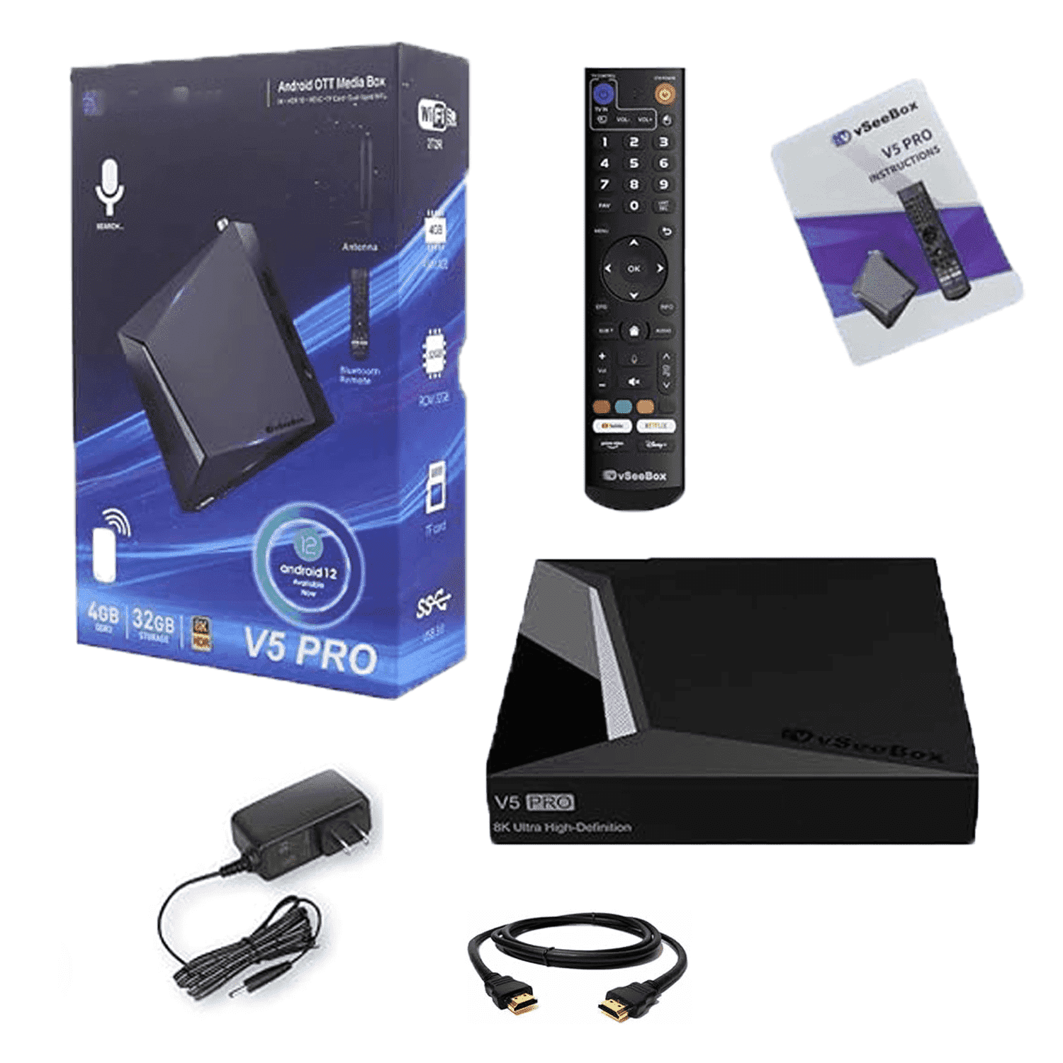 2025 Vseebox V5 pro Voice Control TV Box - 8K HDMI & Ethernet Cable ...