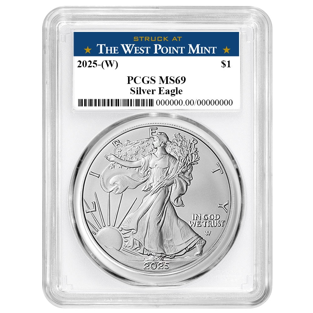 2025 (W) $1 American Silver Eagle PCGS MS69 West Point Label White Frame - Walmart.com