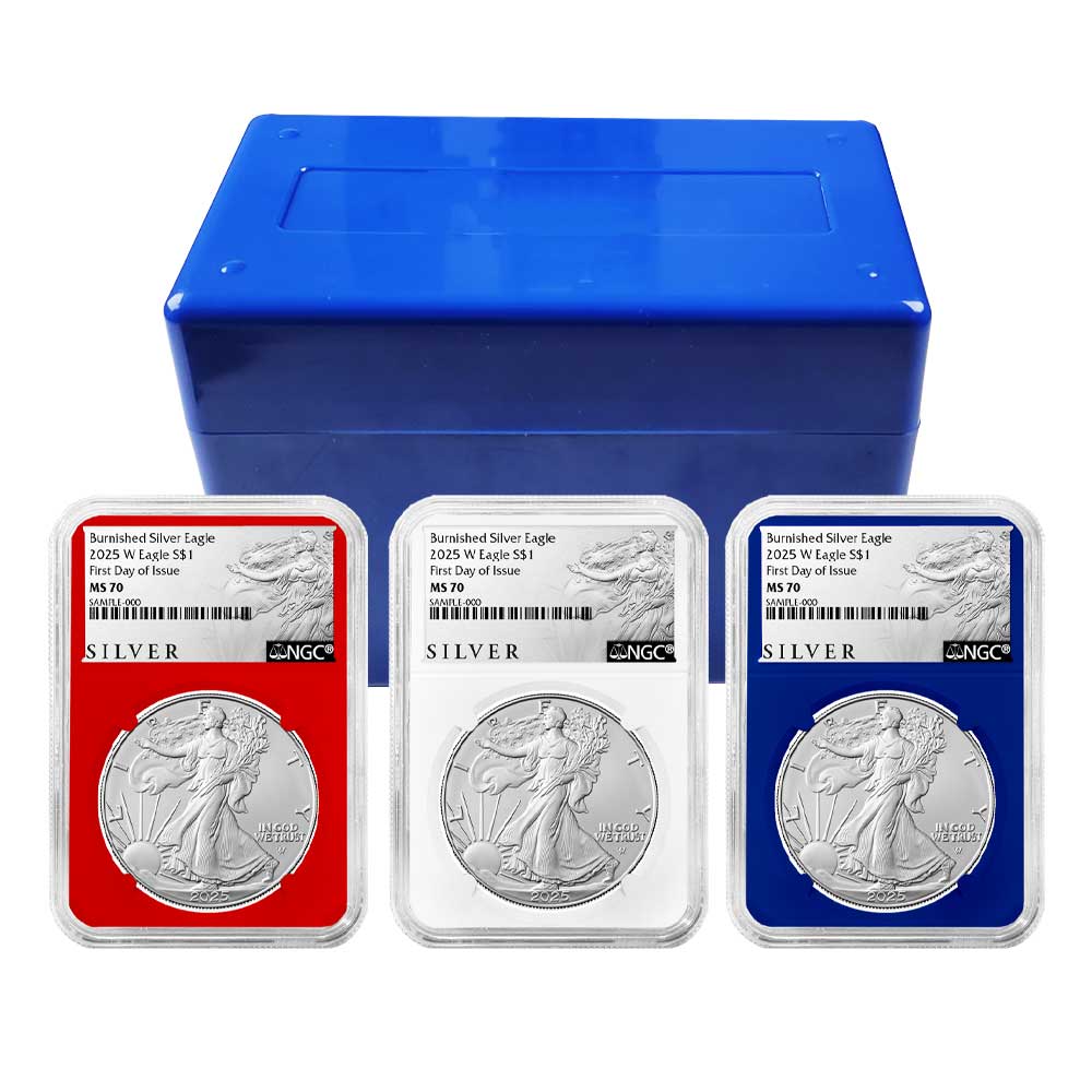 2025-W Burnished $1 American Silver Eagle 3pc Set NGC MS70 FDI ALS ...