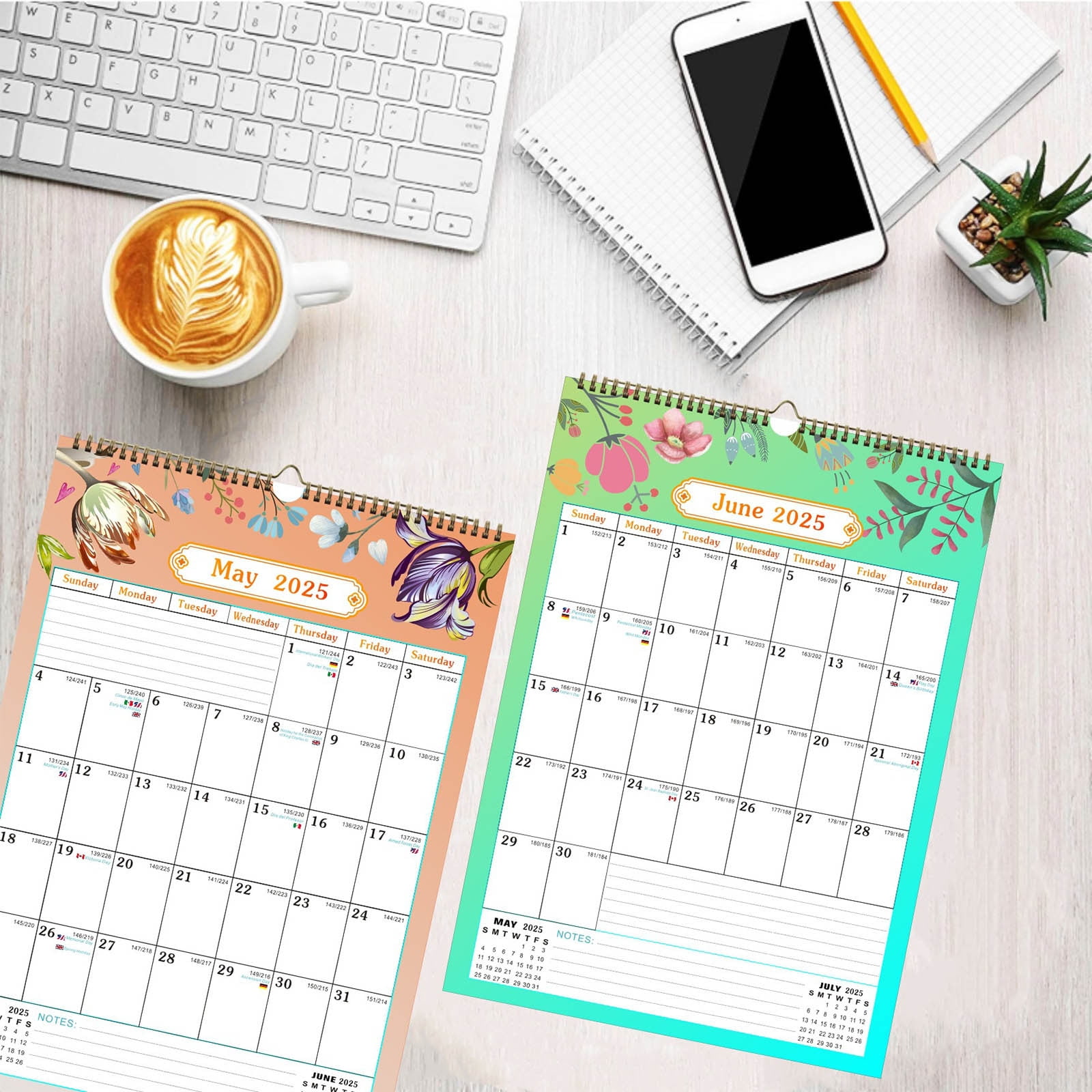 2025 Wall Calendar 18-Month Planner Large 17x12 inch Daily Blocks ...