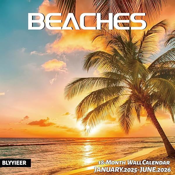2025 Wall Calendar BEACHES, 18 Months Hangable Wall Calendars, Beach ...