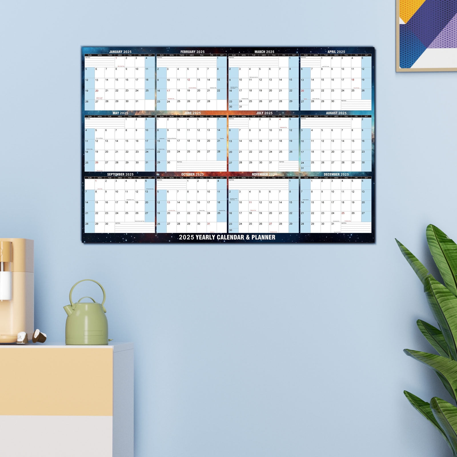 2025 Wall Calendar, Double Sided Adhesive Erasable Wall Calendar, Large ...