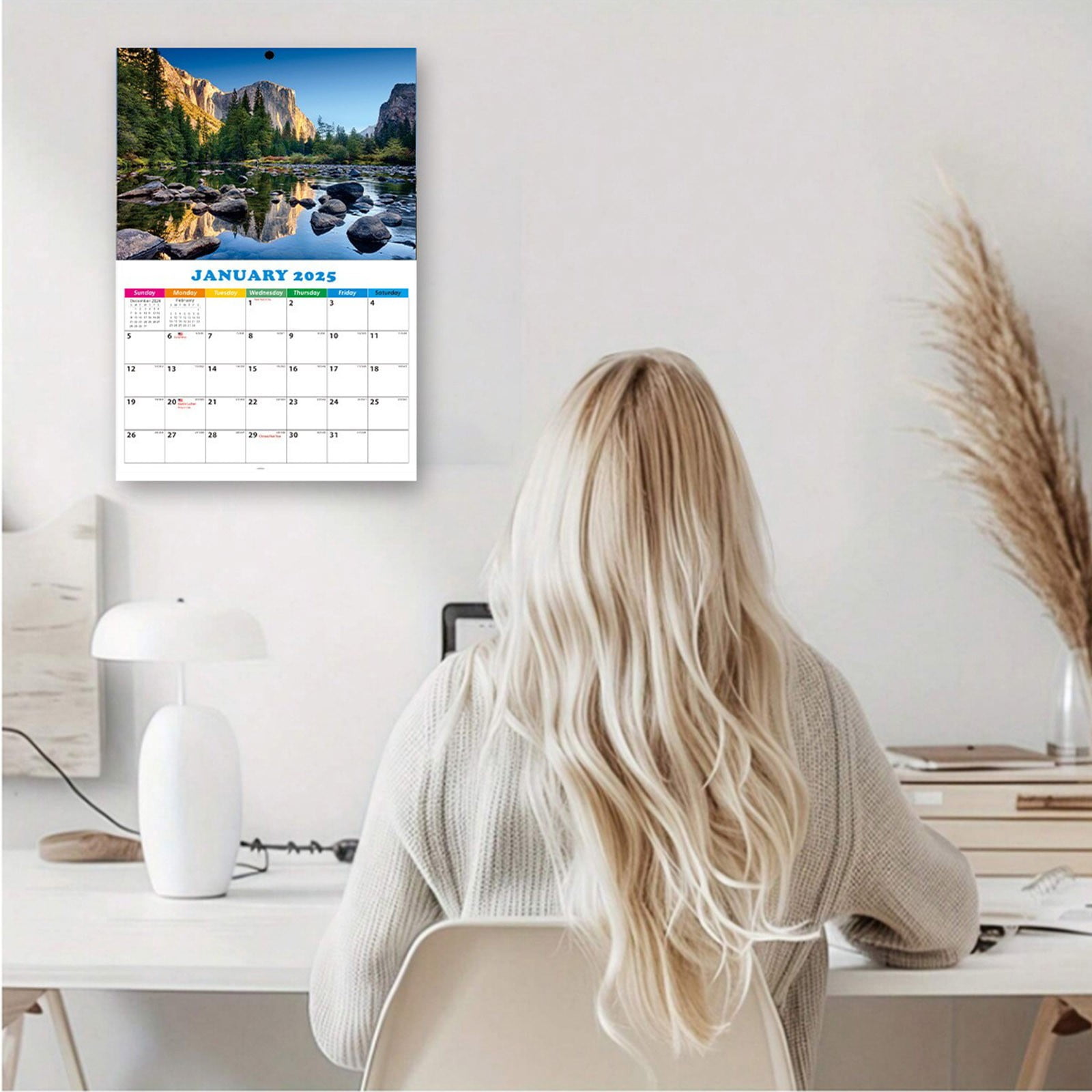 2025 Wall Calendar, Hanging Spiral Calendar Calendar Wall Paper from ...