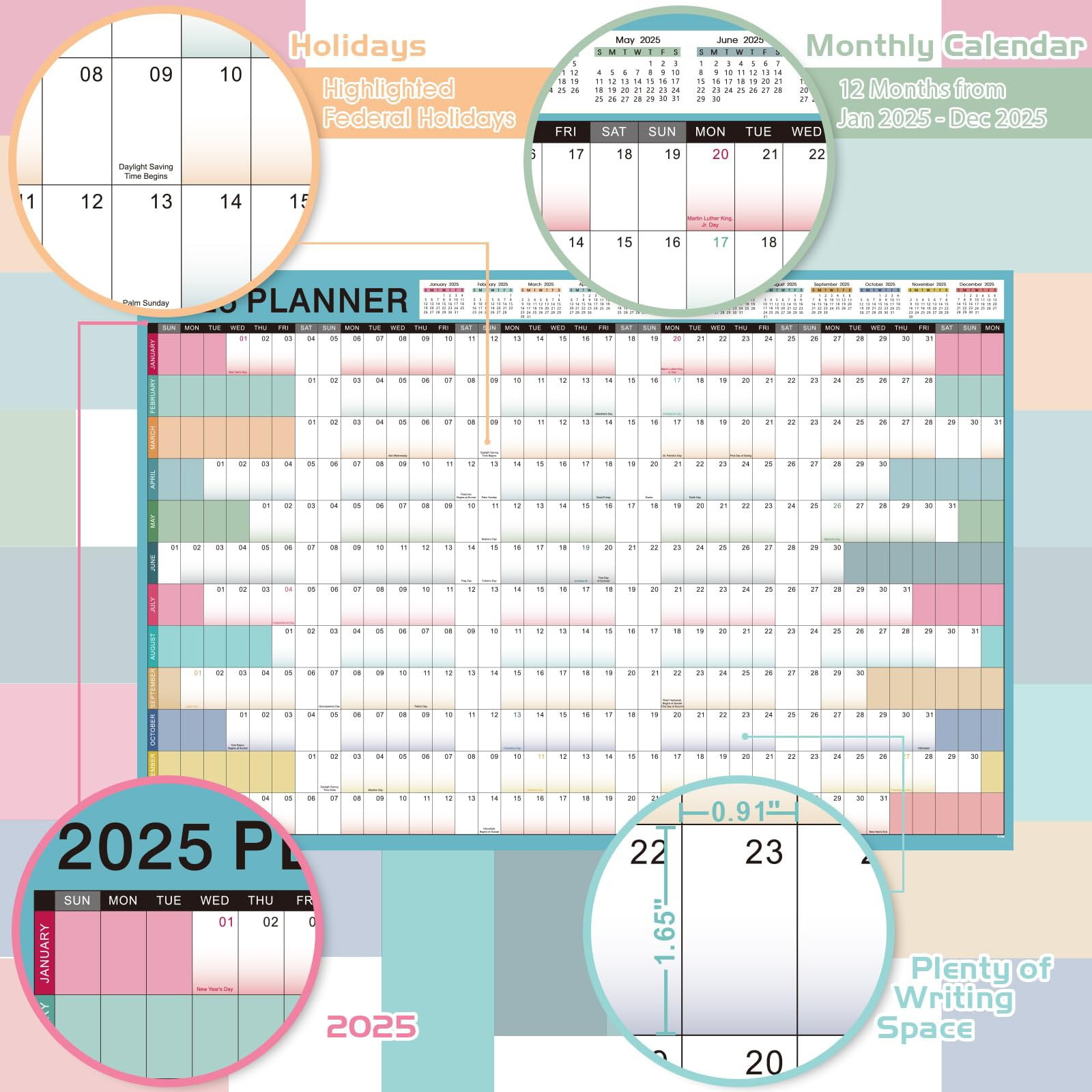 2025 Wall Calendar, Tyeign 2025 New Blue Calendar — Elegant Thick Paper ...