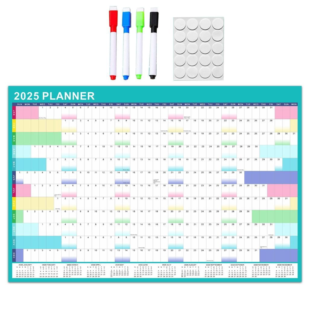 2025 Wall Calendar Yearly Planner with Erasable Marker and Adhesive ...