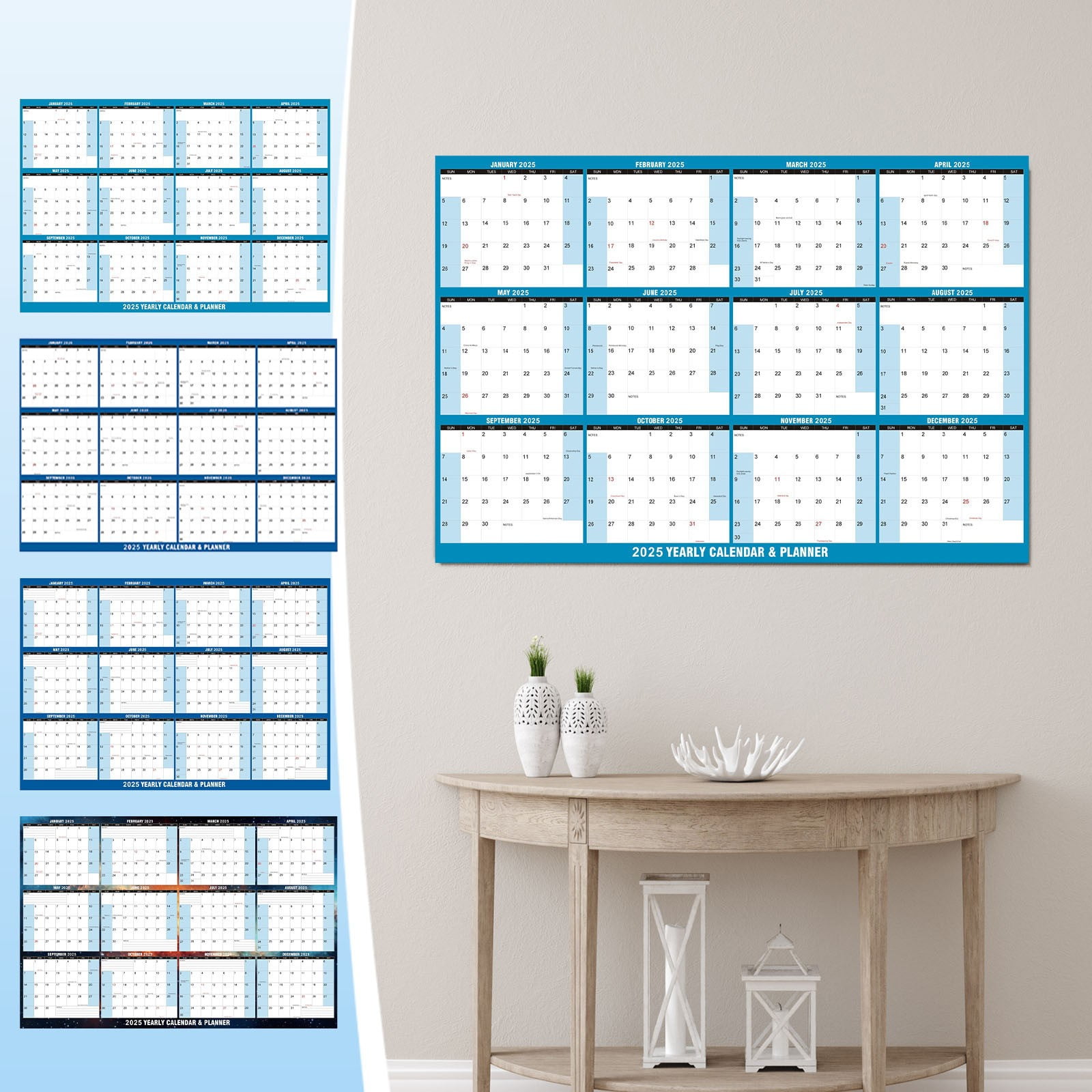 2025 Wall Mounted Double Sided Adhesive Erasable Calendar | Foldable ...