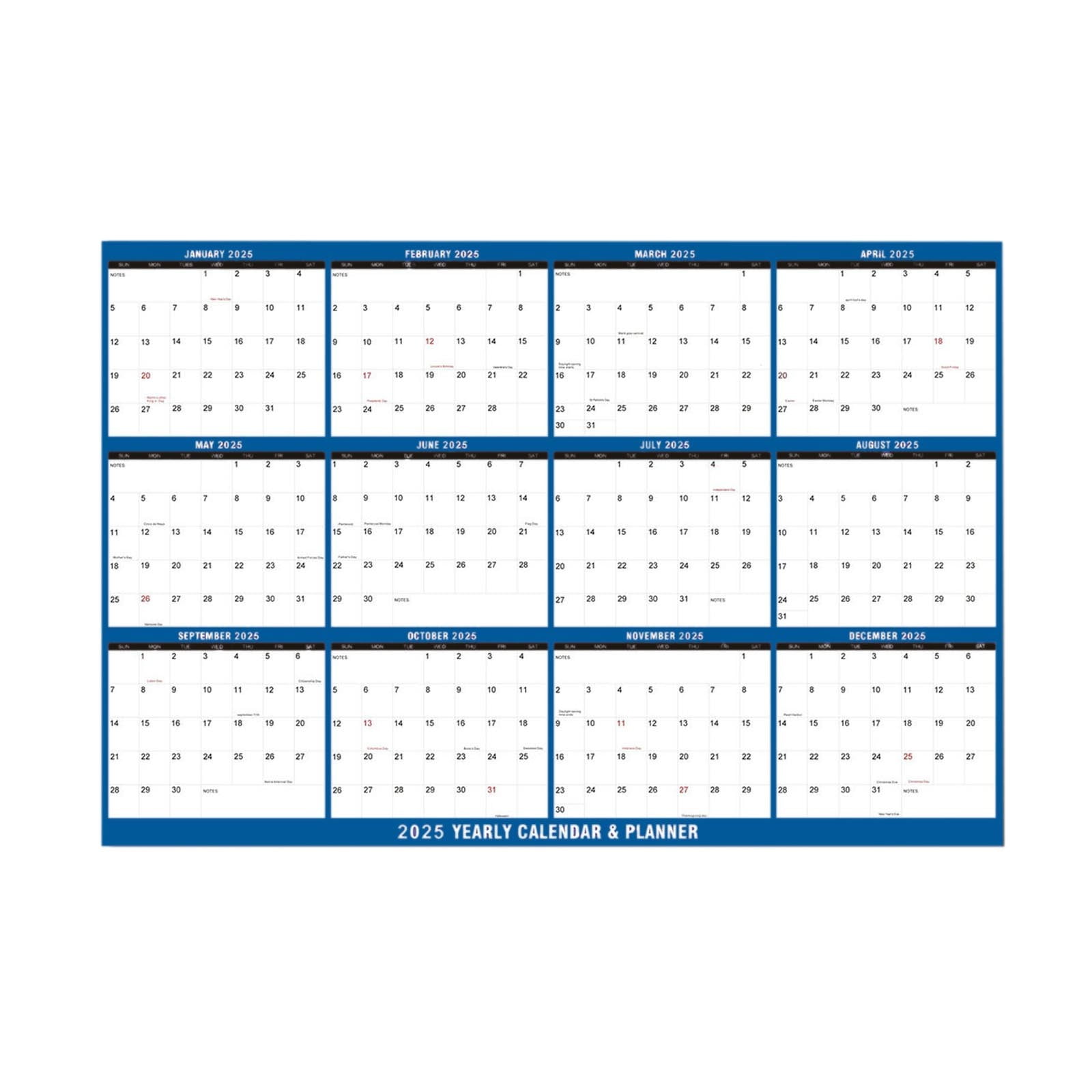 2025 Wall Mounted Dry Erase Calendar | Double Sided Adhesive | Erasable ...