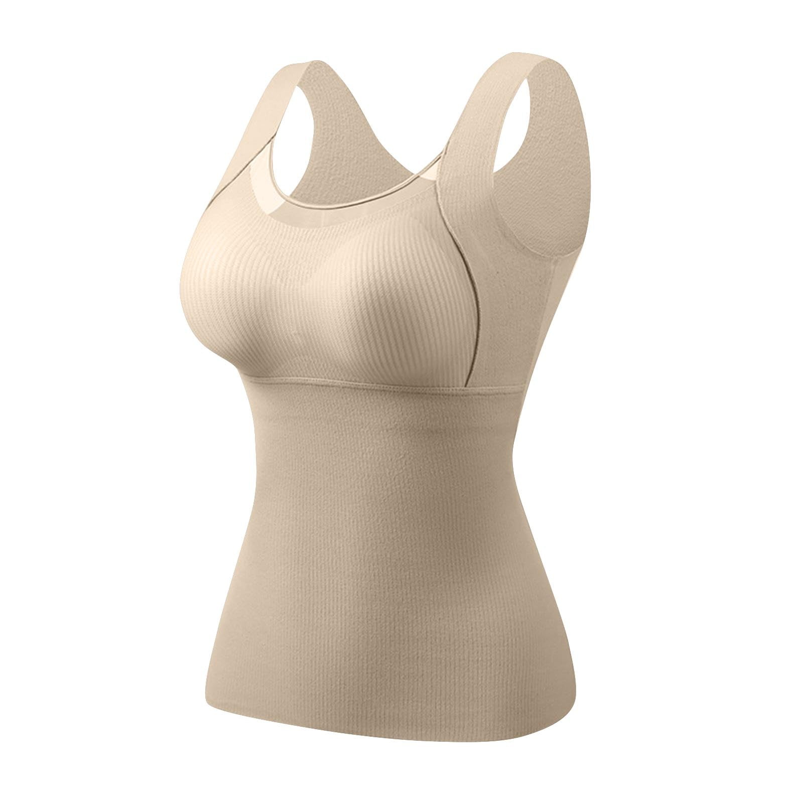 2025 Warm Tank Top with Built in Bra Women's Solid Warm Camisole High ...