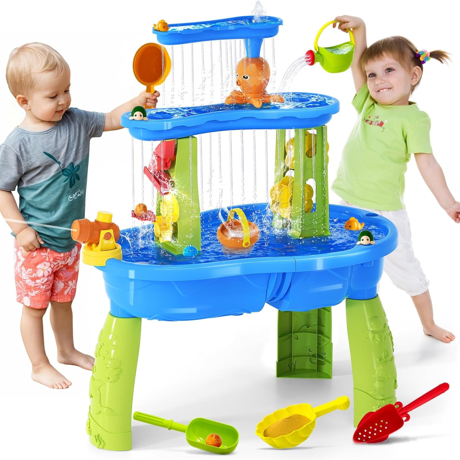 2025 Water Table for Toddlers 1-3, 3-Tier Kids Outdoor Water Table Toys ...