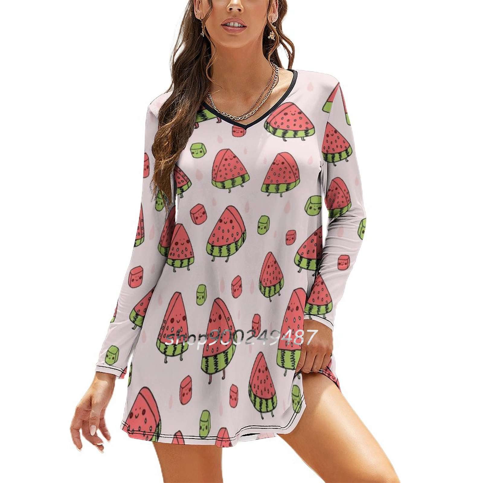 2025 Watermelon Party Sweet Elegant Dress Women Korean Kawaii Square ...