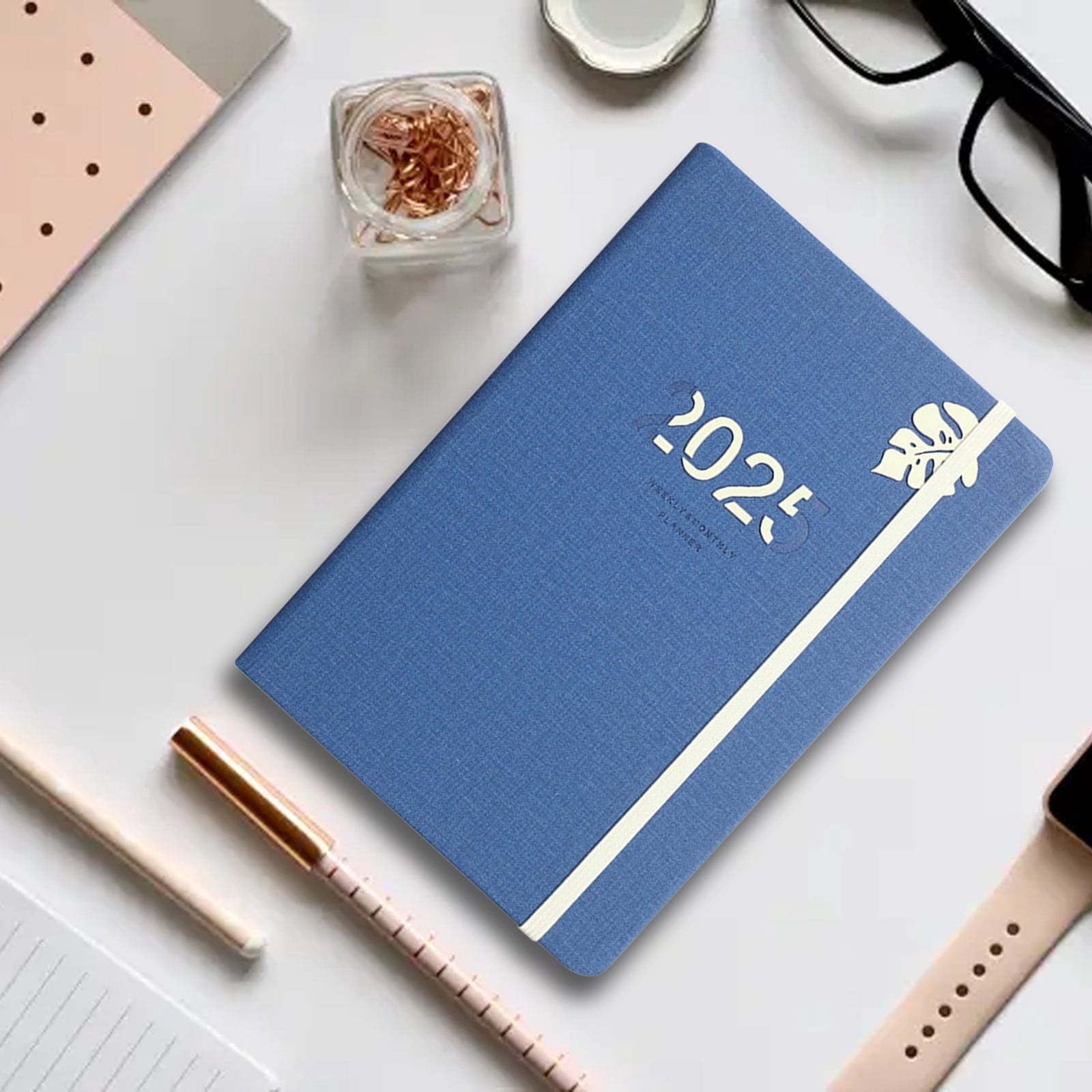 2025 Weekly Productivity Planner, Dark Blue, 2025 English Schedule ...