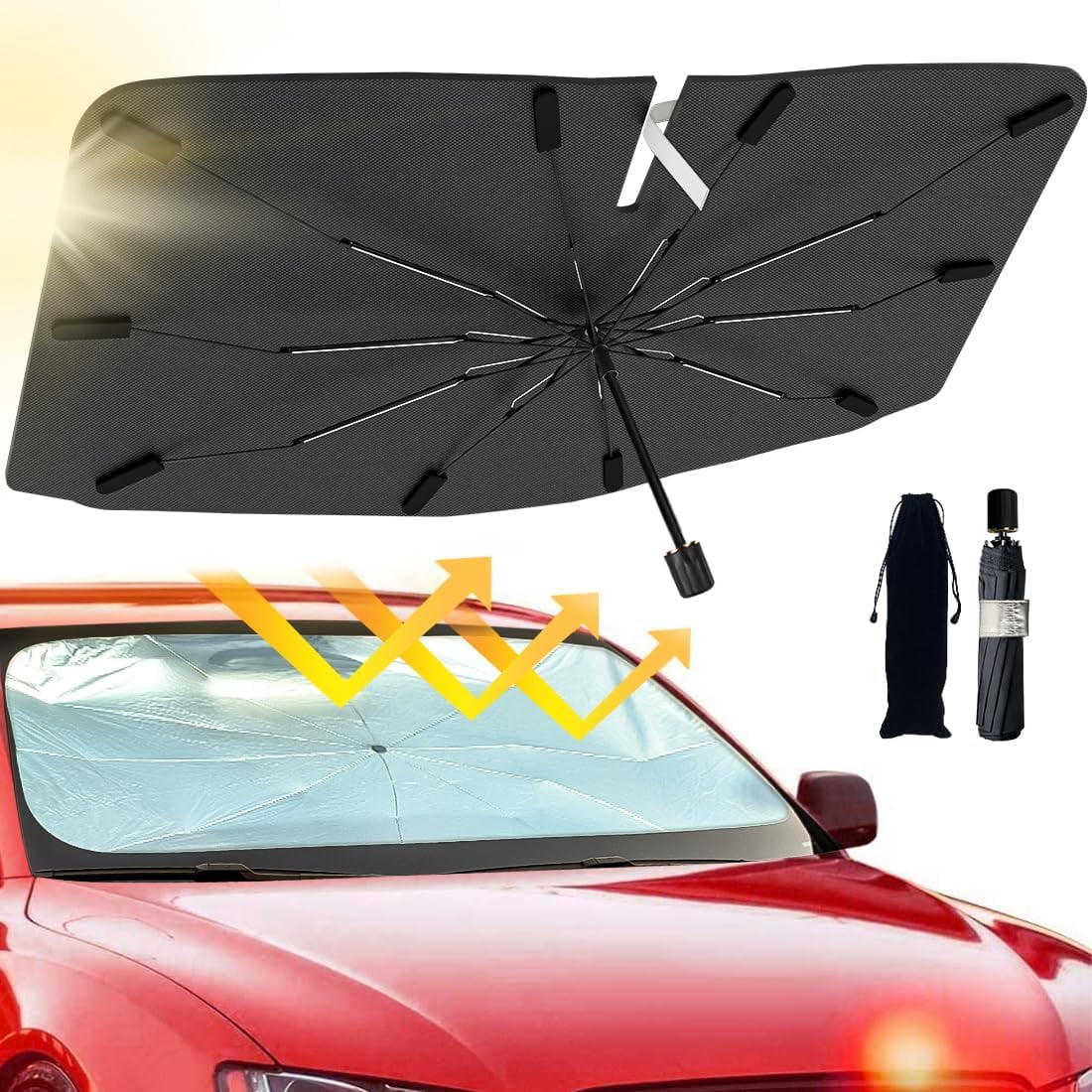 2025 Windshield Sun Shade Umbrella, Foldable Car Umbrella Sunshade with ...
