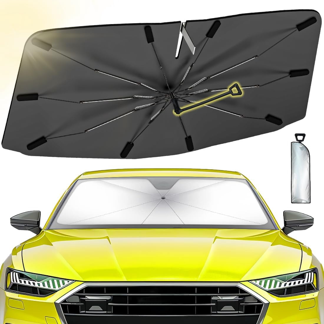 2025 Windshield Sun Shade, Upgraded Car Sunshade Umbrella with 360 ...