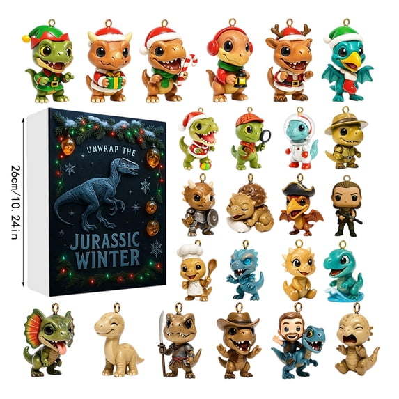 2025 Winter Dinosaur Advent Calendar, 24 Days Holiday Countdown Set 24 ...